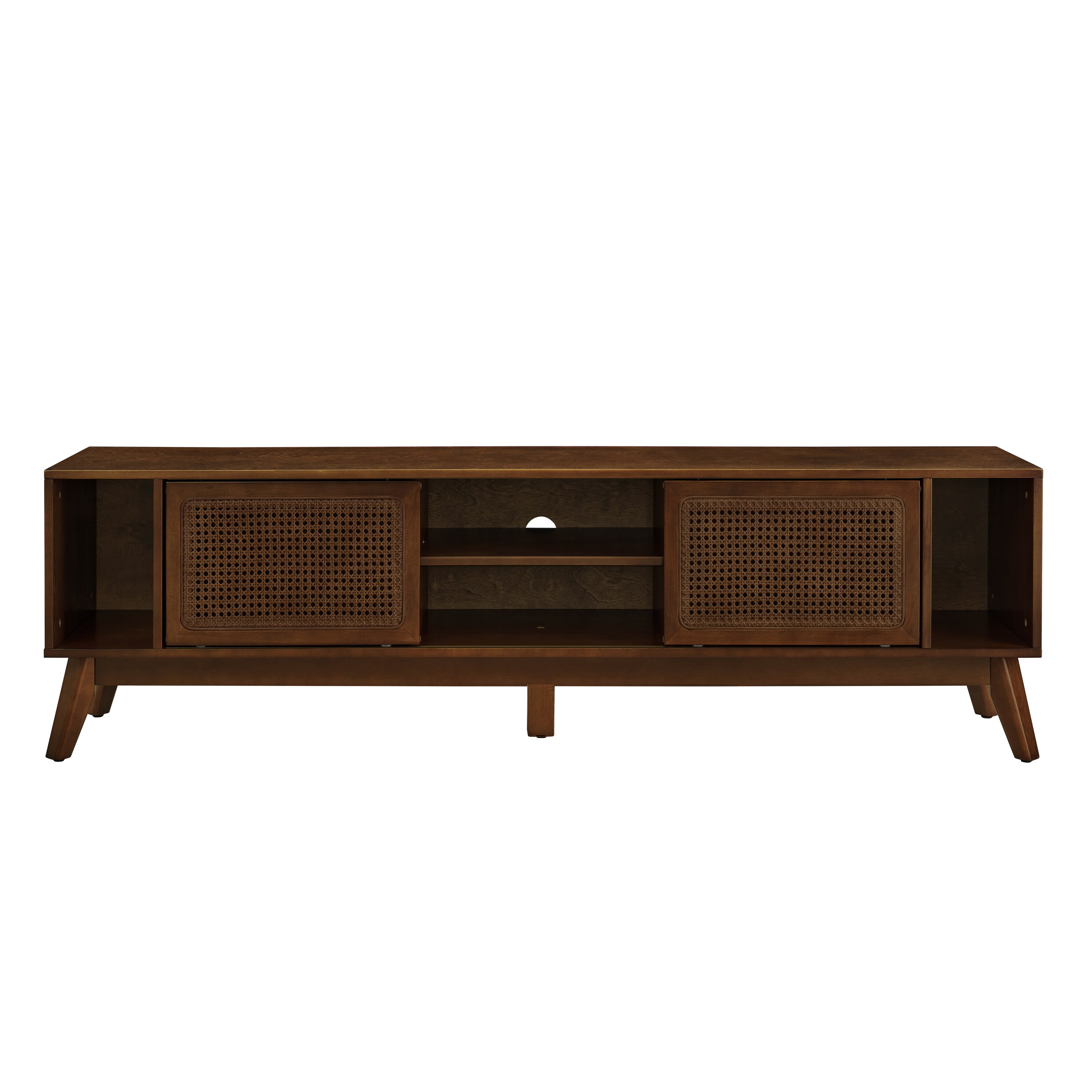 Huluwat 67.9 Inch Mid Century Modern Rattan TV Stand for TVs up to ...