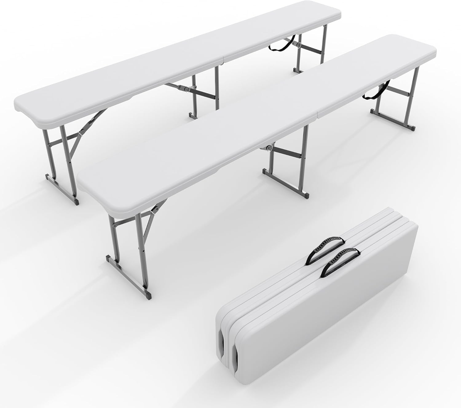 Garvee Portable Folding Bench 6 Foot 2 Pack Plastic Foldable Bench HDPE ...