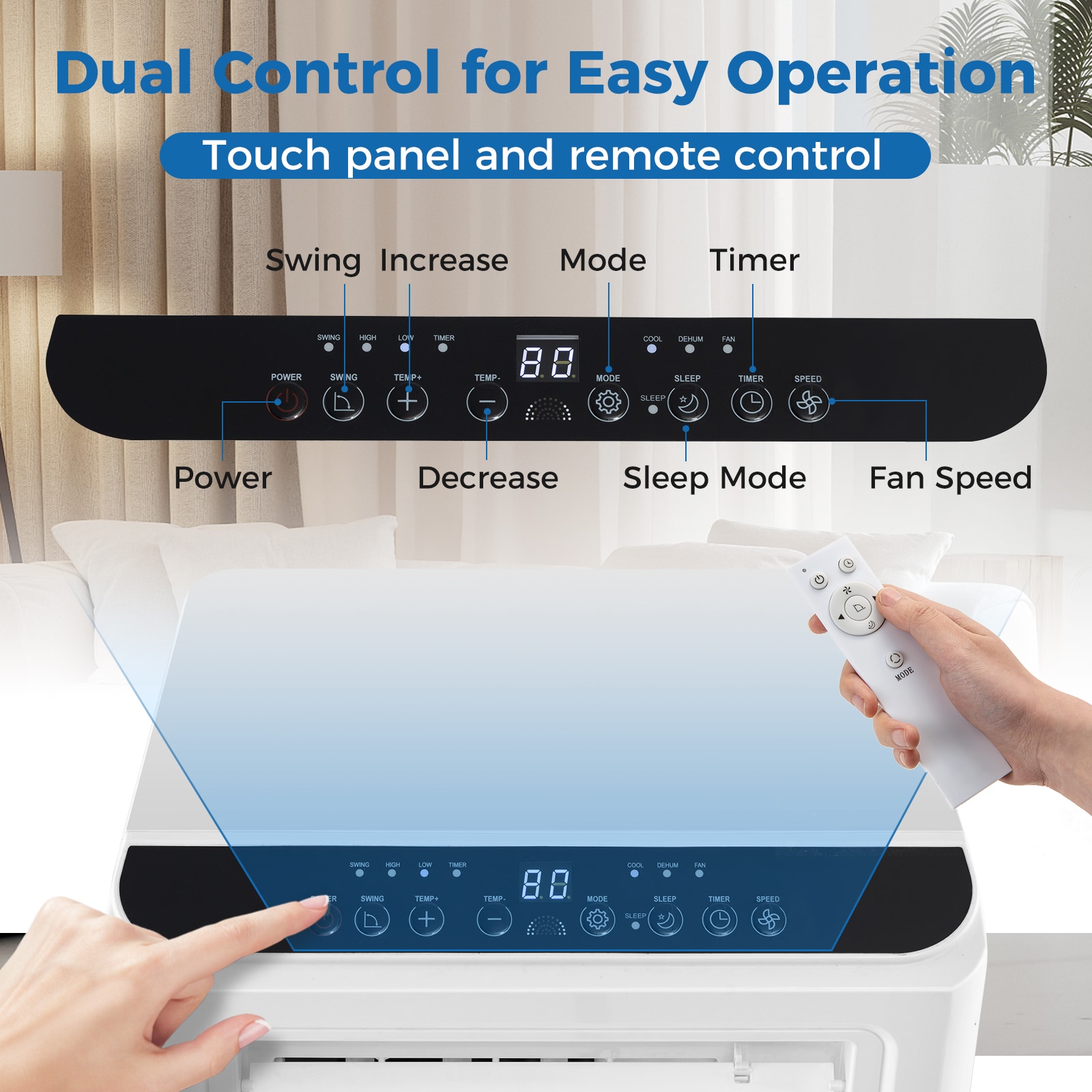 Volenca 8000-BTU 3-in-1 Portable Air Conditioner Floor AC Unit with Fan ...