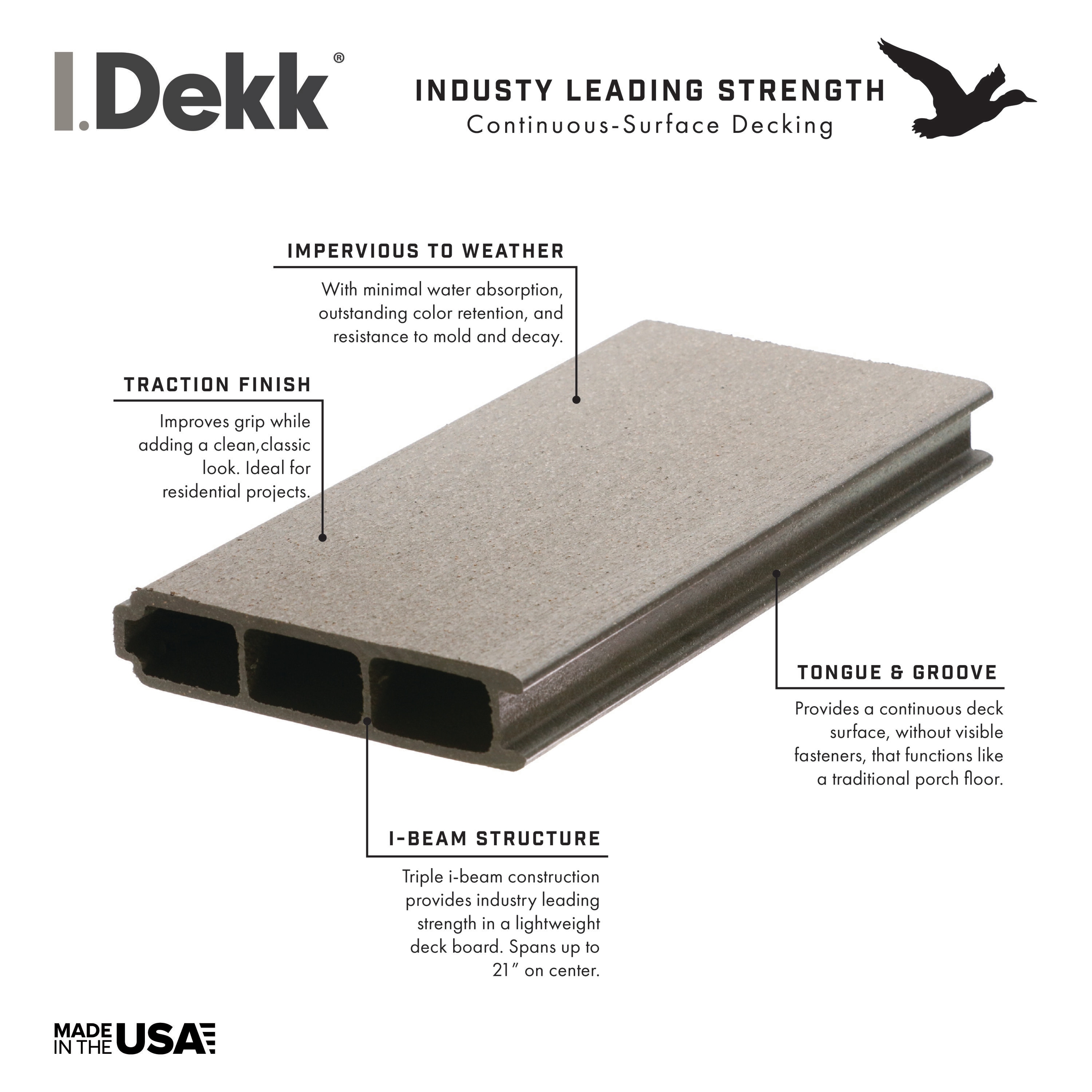 DuxxBak I.Dekk 1-in x 6-in x 12-ft Driftwood Tongue and groove/Solid ...