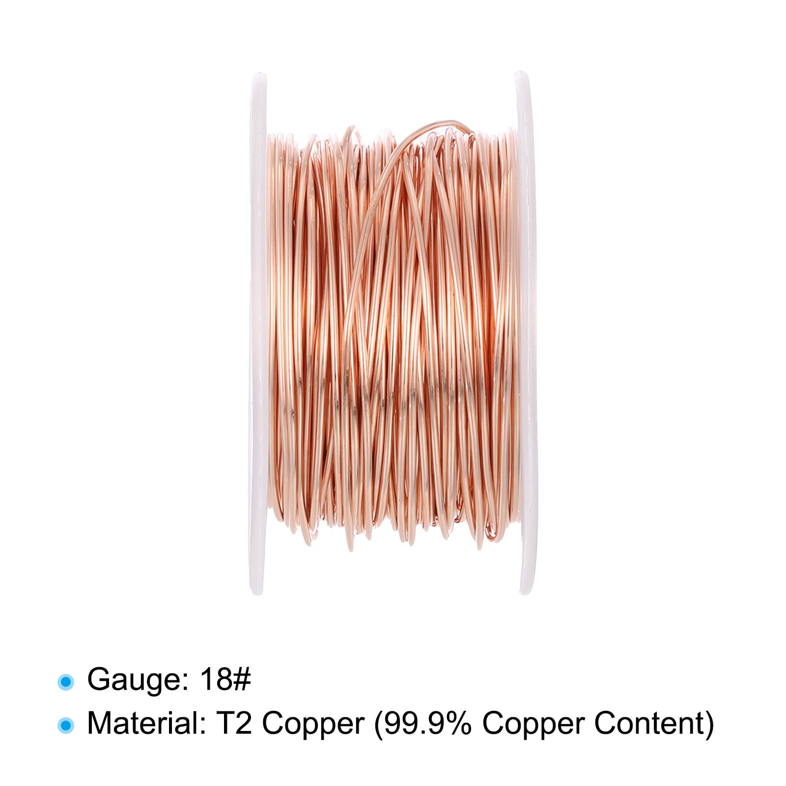PATIKIL 66 Feet 99.9 Percent Solid Bare Copper Wire 18 Gauge Pure ...