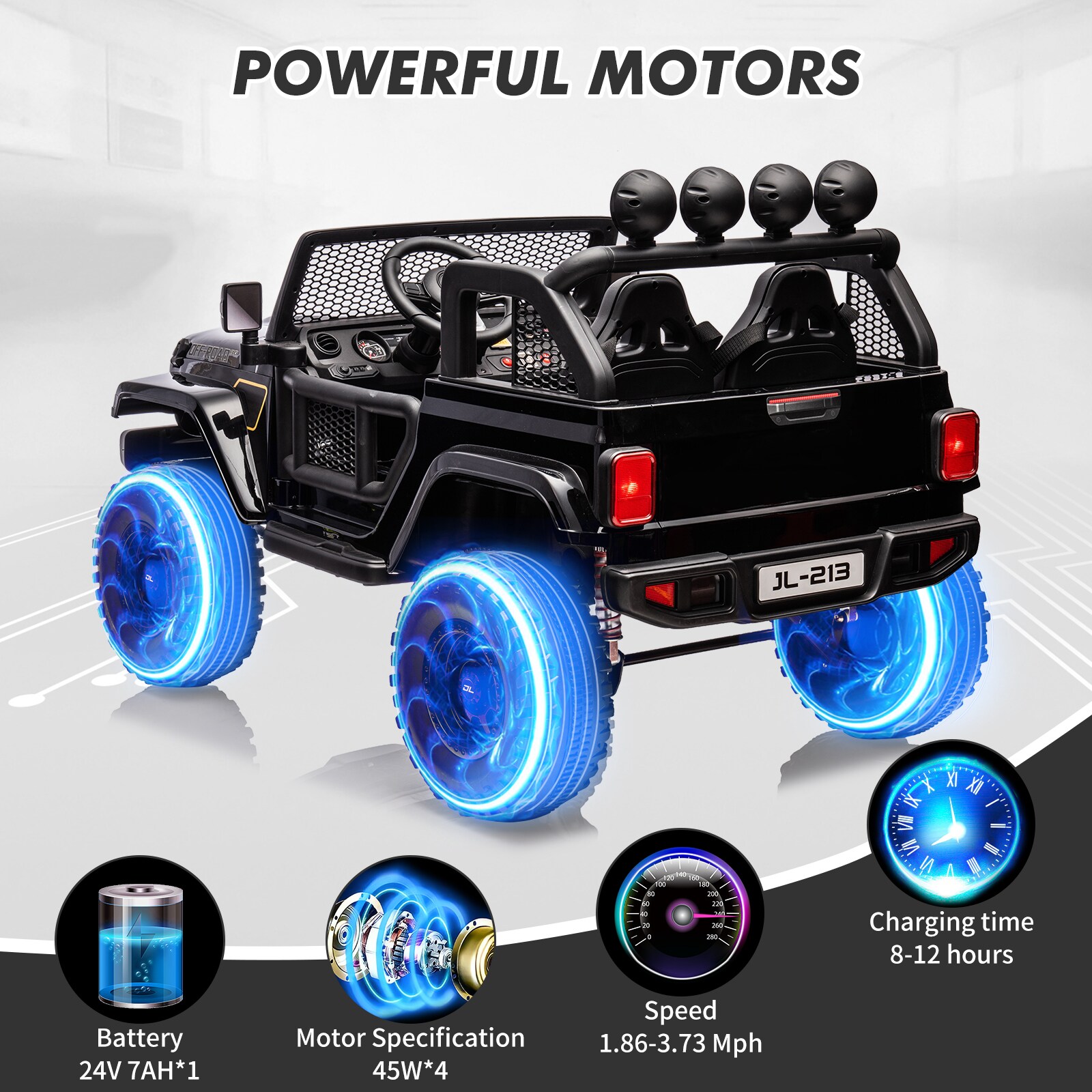 Der Rose 24V 2 Seater Kids Electric Ride On Car With Remote Control Led ...