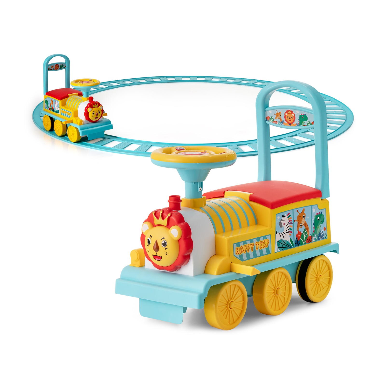Slickblue 2 in 1 Electric Ride On Kids Train with Lights 6V Battery ...