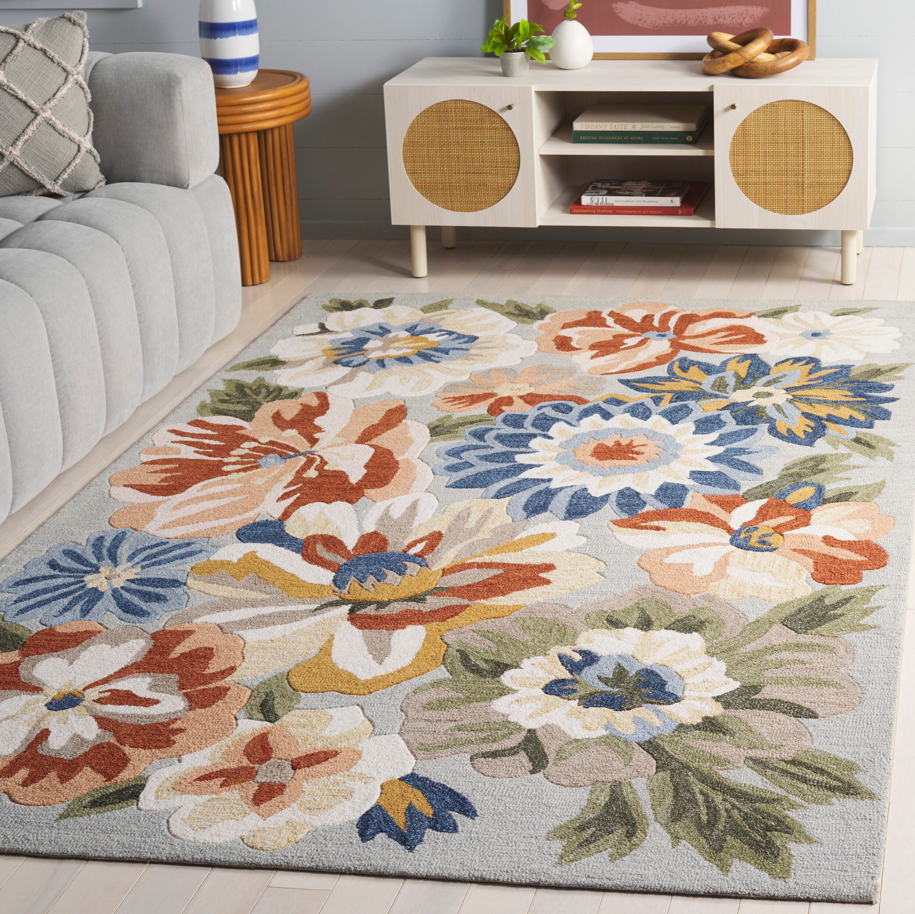 Safavieh Jardin 761 Sage/Blue Country Floral 4Ft x 6Ft Small Rectangle ...