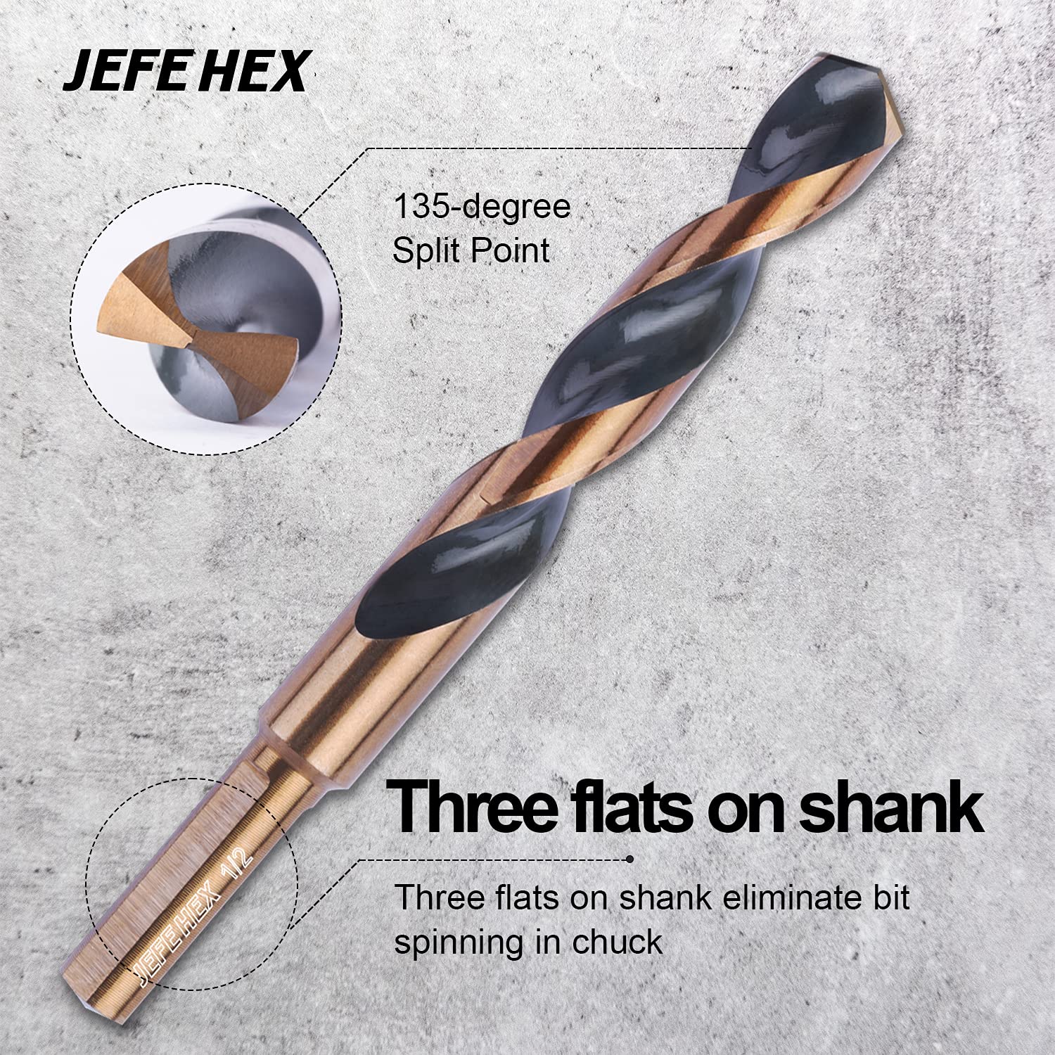 Handree by JEFE HEX 5/16-Inch High Speed Steel with 3-Flat Shanks Black ...
