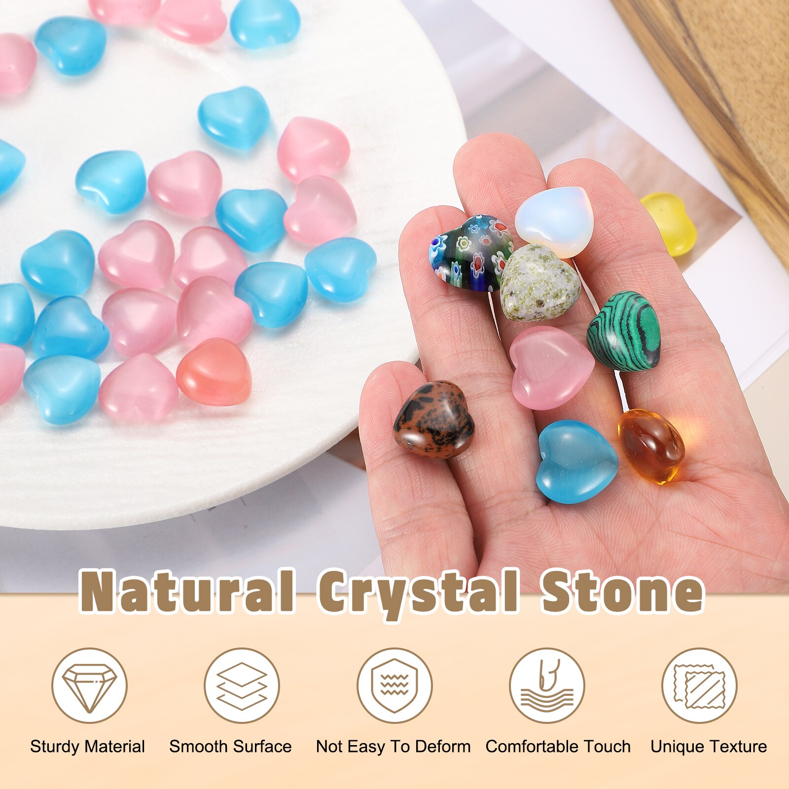 PATIKIL 15 Pcs Natural Heart Shaped Crystal Stone 0.6 Inch Mini ...