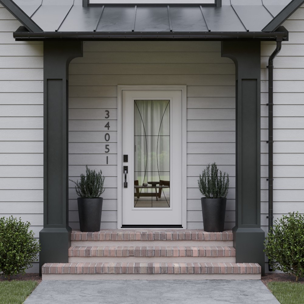 Masonite M-Protect Luna Glass 36-in x 80-in x Fiberglass Full lite ...