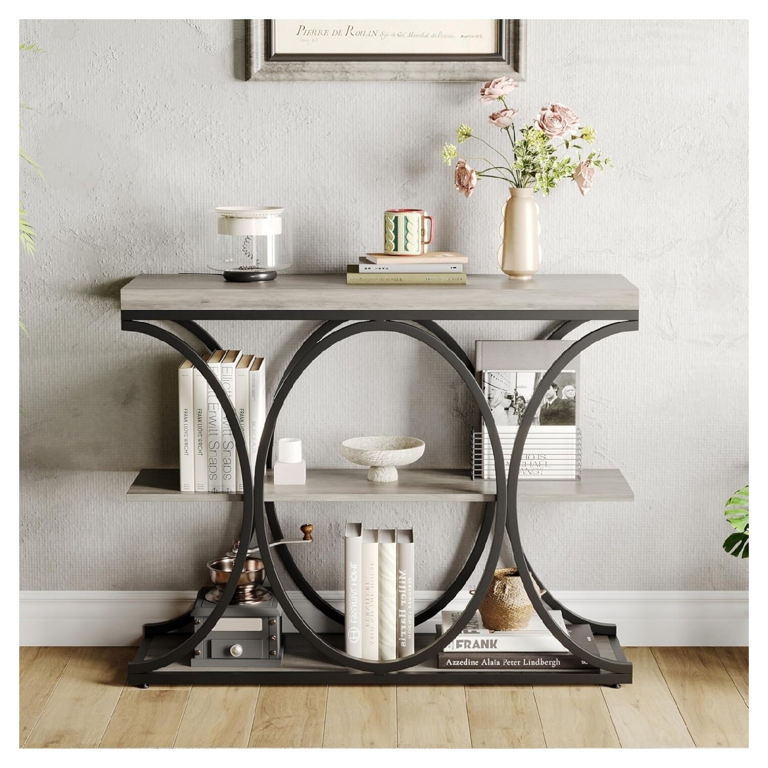 Garvee Narrow Console Tables for Entryway Industrial 3Tier Sofa Table ...