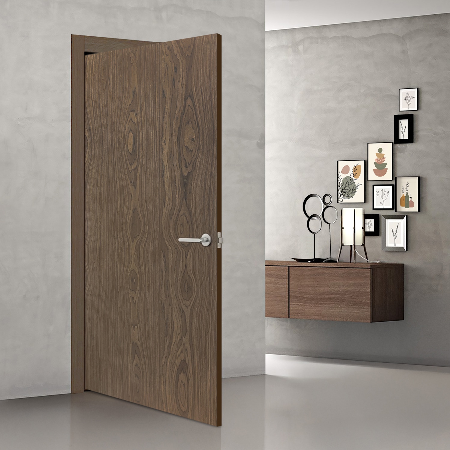 CALHOME 20 in. x 82 in. Walnut Texture Flush Hollow Core Veneer ...