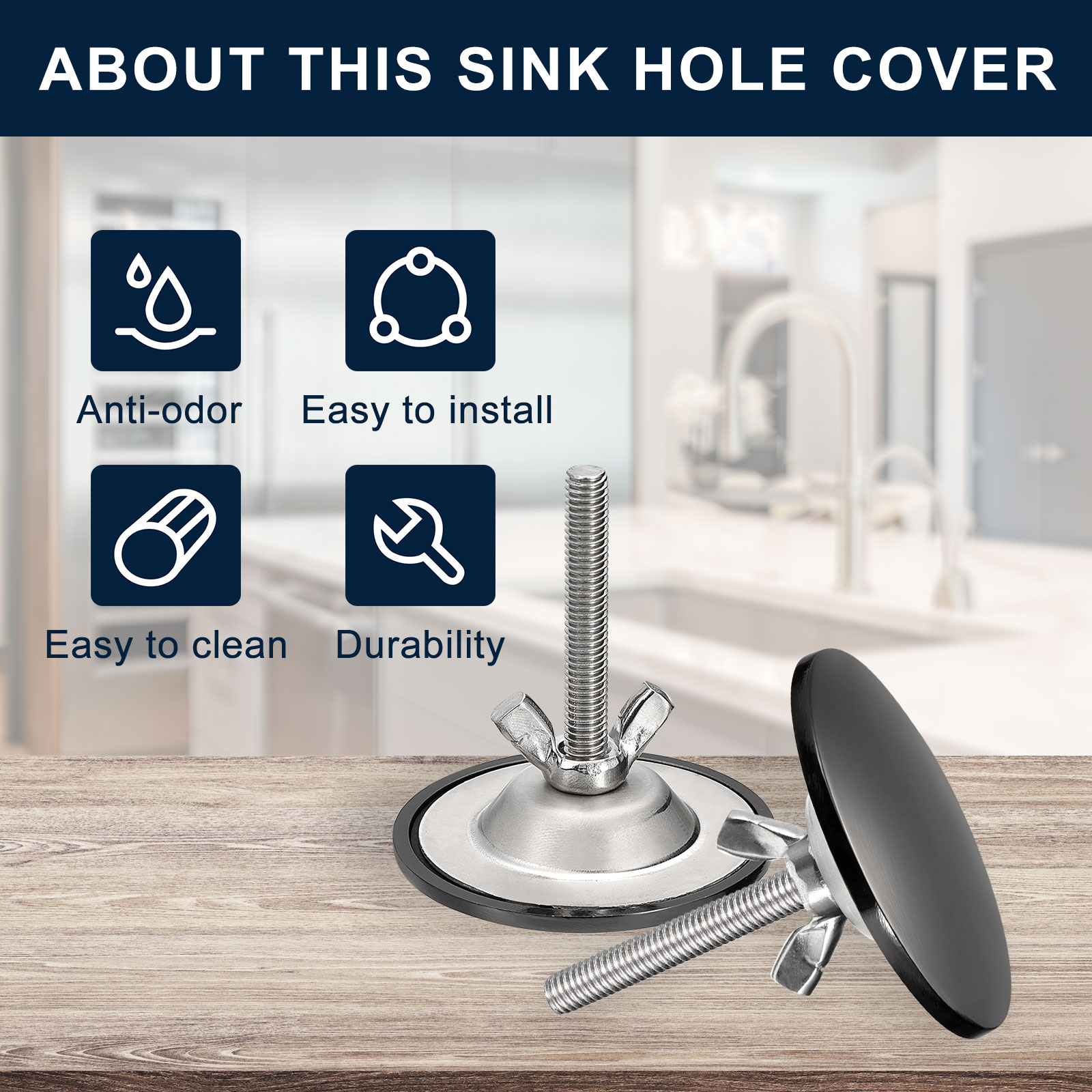 Unique Bargains Kitchen Sink Hole Covers 3Pcs - Zinc Alloy Faucet Hole ...