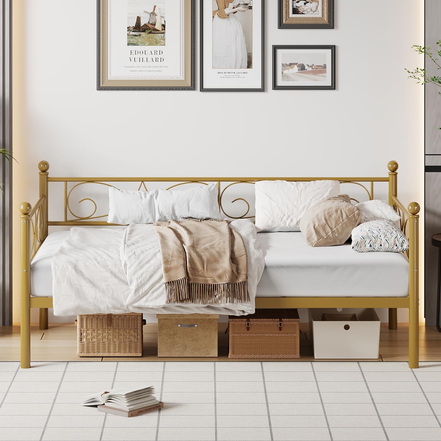 Garvee Twin Size Daybed Frame Metal Sofa Bed Frame Heavy Duty Metal ...