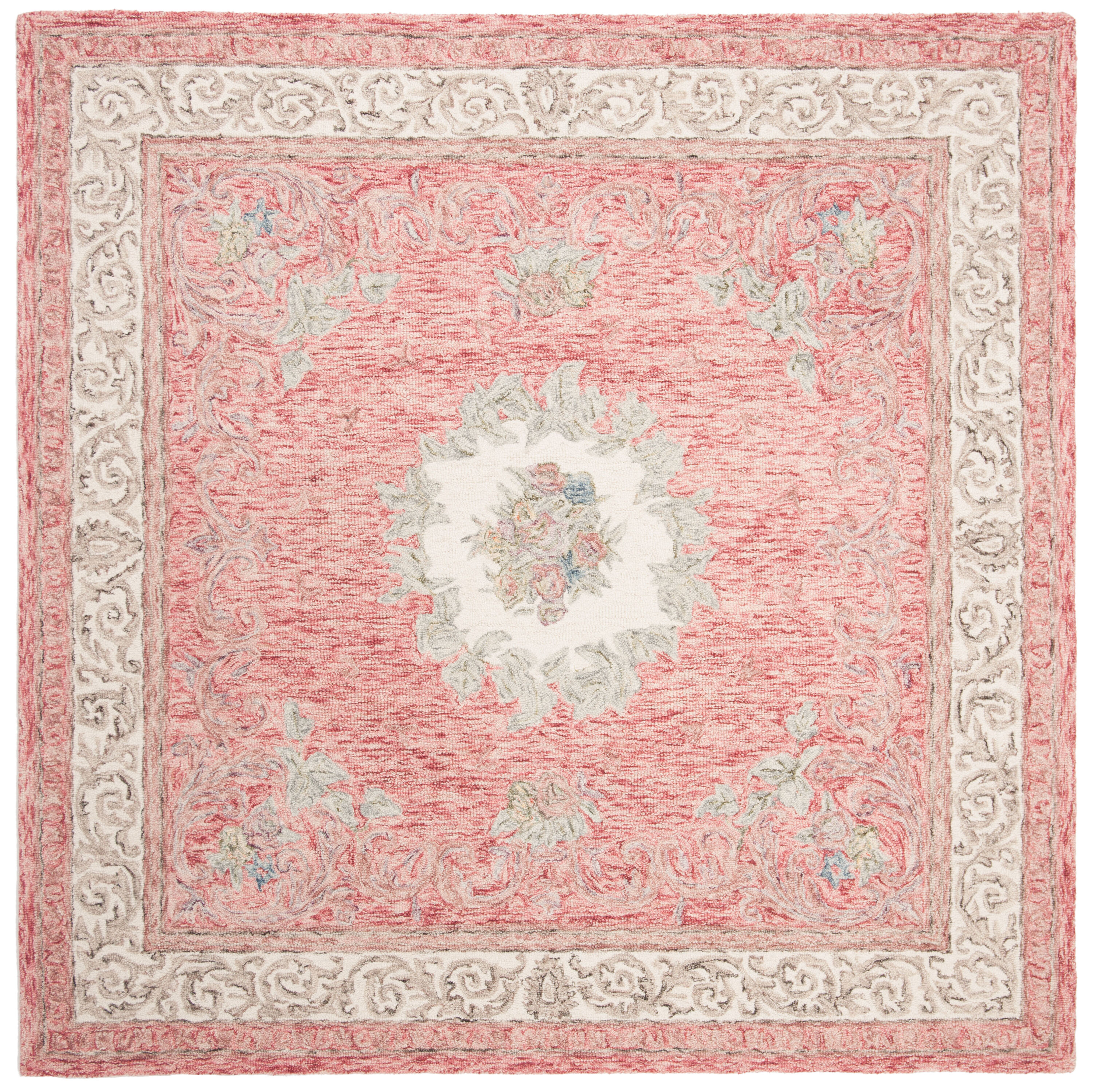 Safavieh Aubusson 105Q Red Ivory 6 x 6 Square Area rug in the Rugs ...