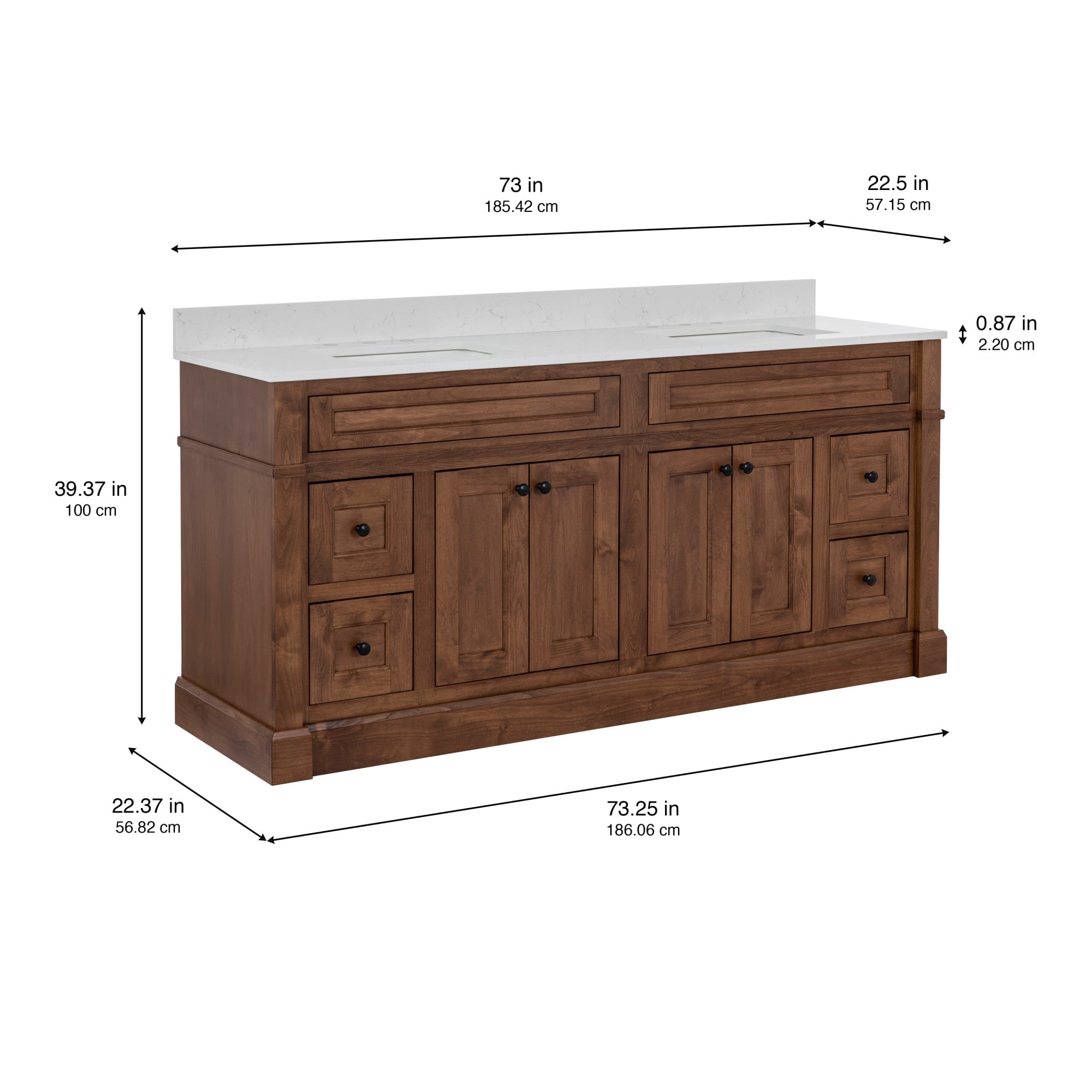 Diamond Rhaelen 72-in Dawn Brown Undermount Double Sink Bathroom Vanity ...