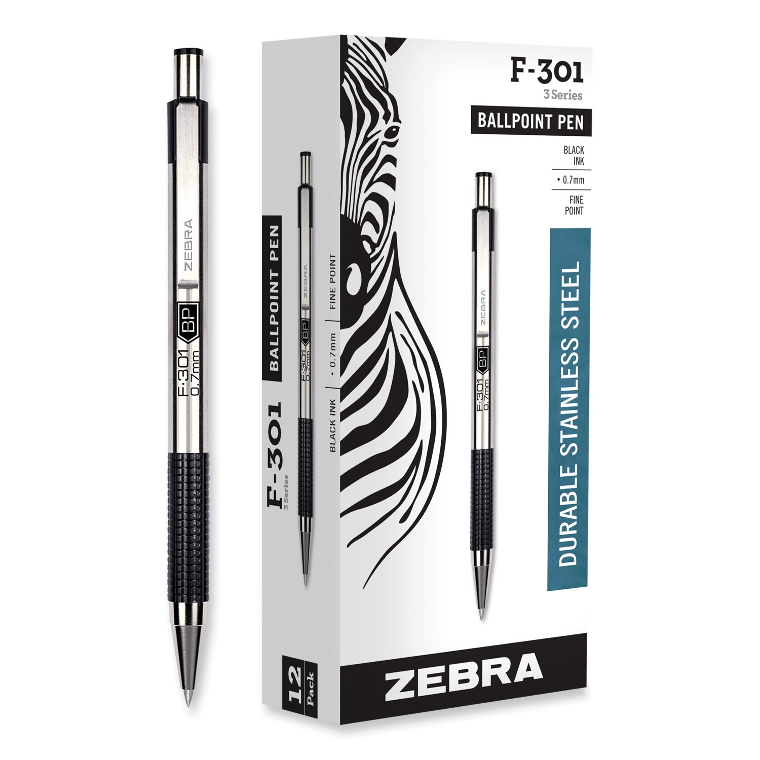 Zebra Pen F 301 Ballpoint Pen Retractable Fine 0.7 mm Black Ink ...