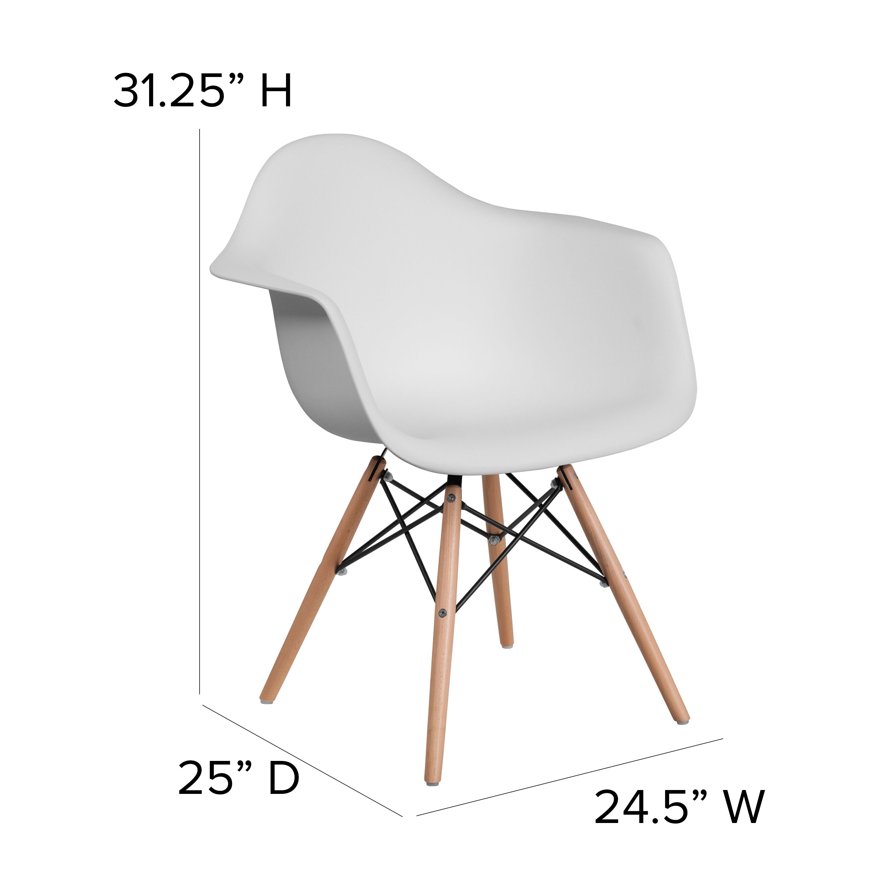 Merrick Lane Alda Series White Polypropylene Accent Chair with Gently ...