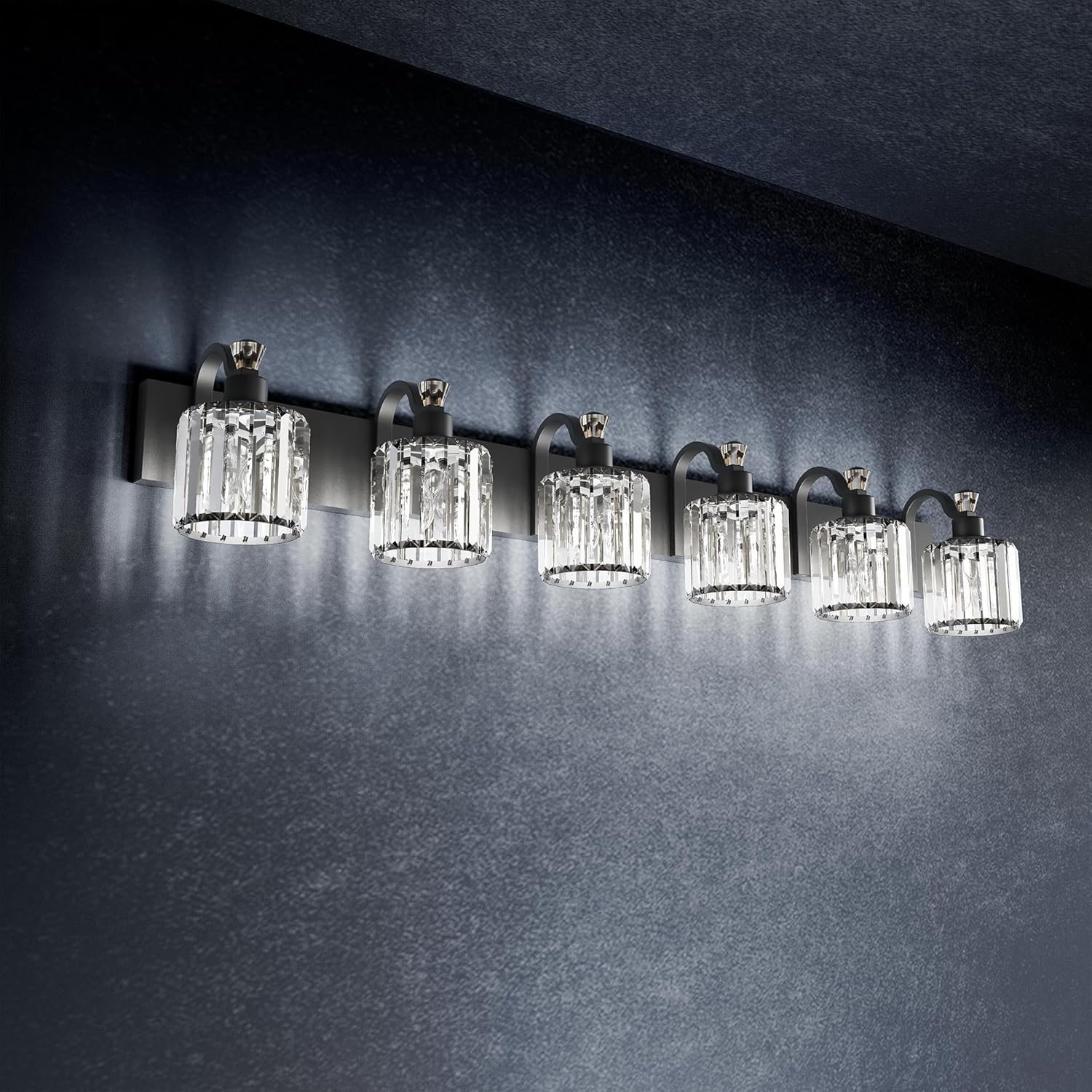 Qeetex 6 lamp 3/4/5/6 Light Black Modern Crystal Table Lamp Mirror ...