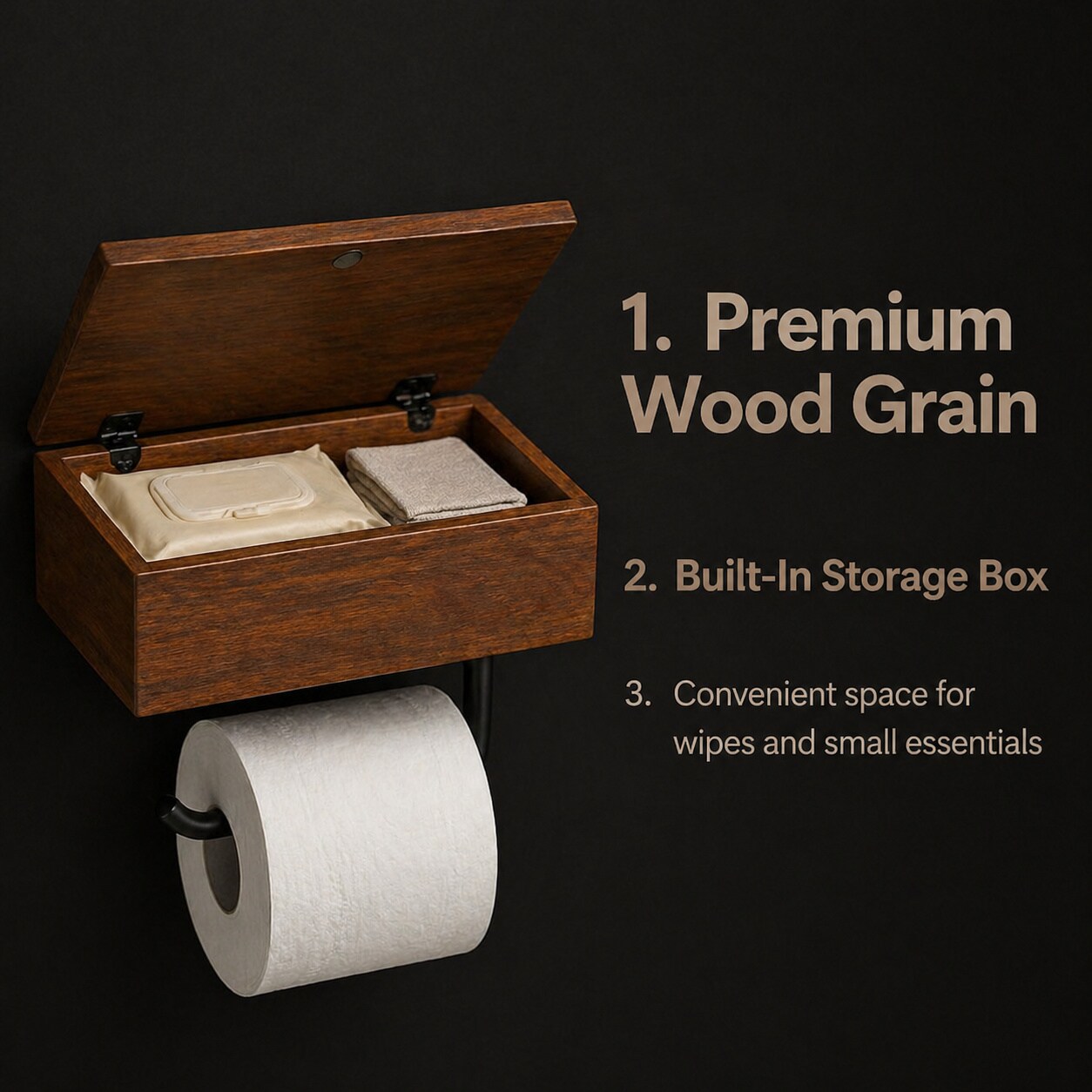 Paradigms Interiors Wood Toilet Paper Holder With Shelf Wall Mounted ...