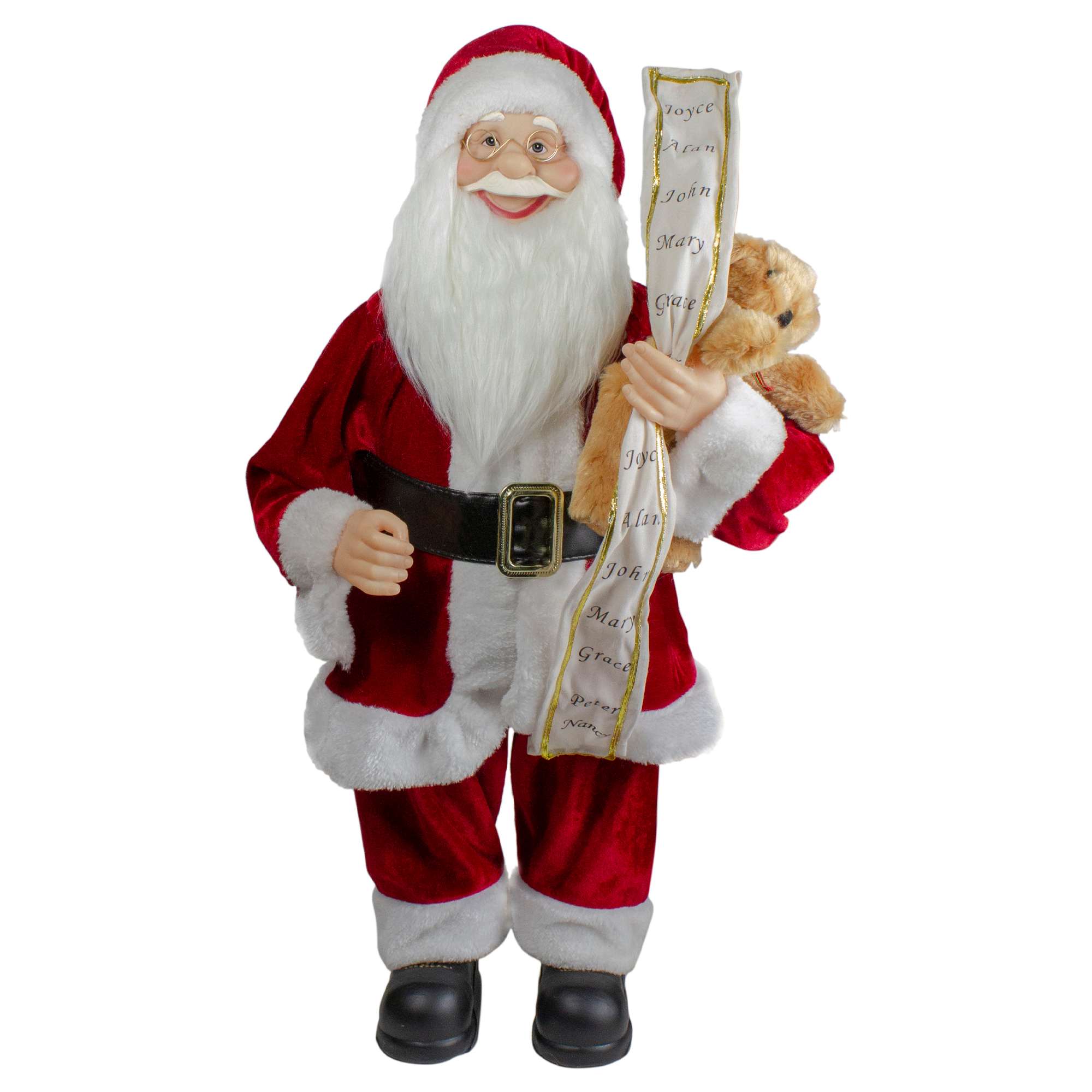 Northlight Standing Santa with Teddy Bear and List Christmas Figure ...