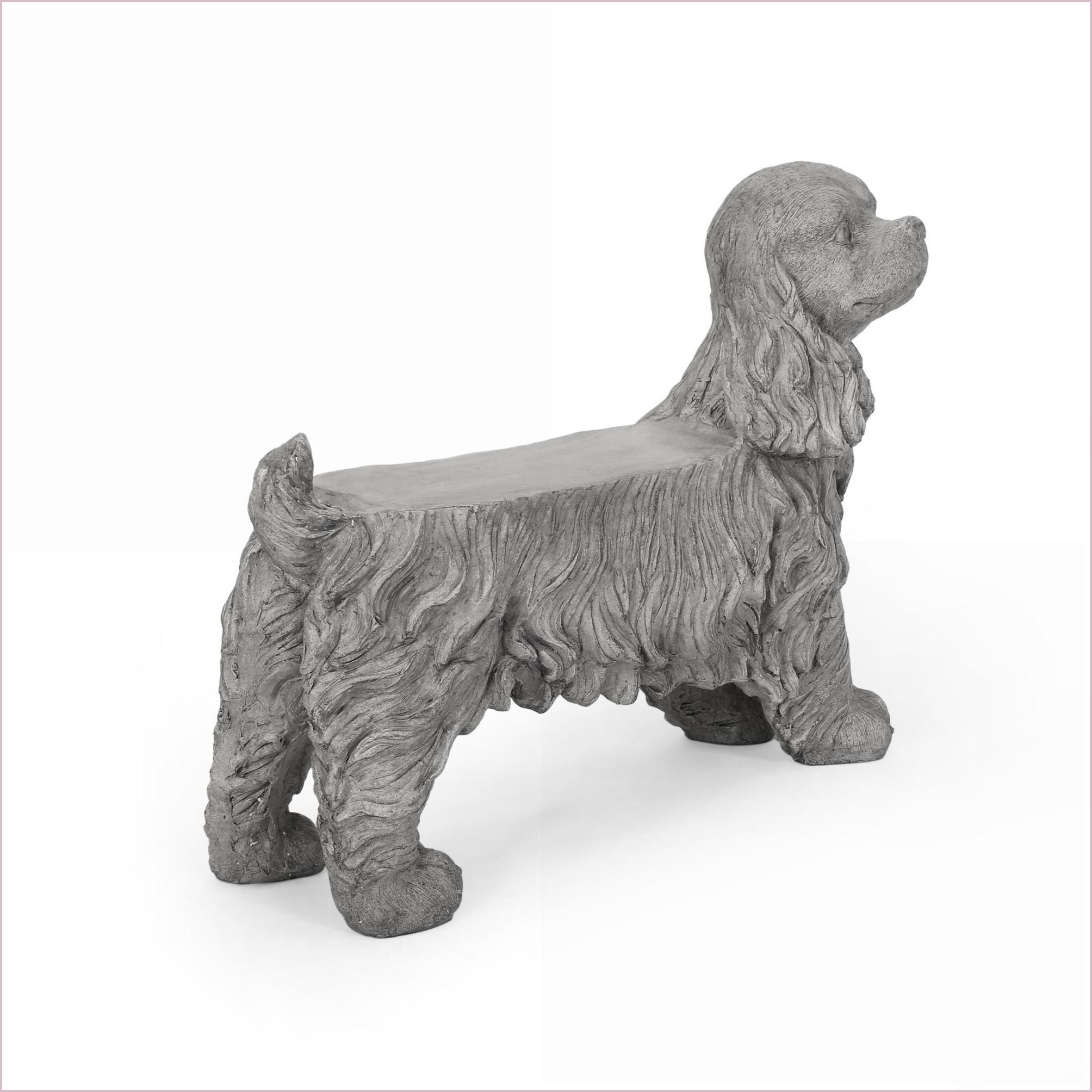 Watnature Outdoor Cocker Spaniel Garden Bench Statue Slate Gray ...