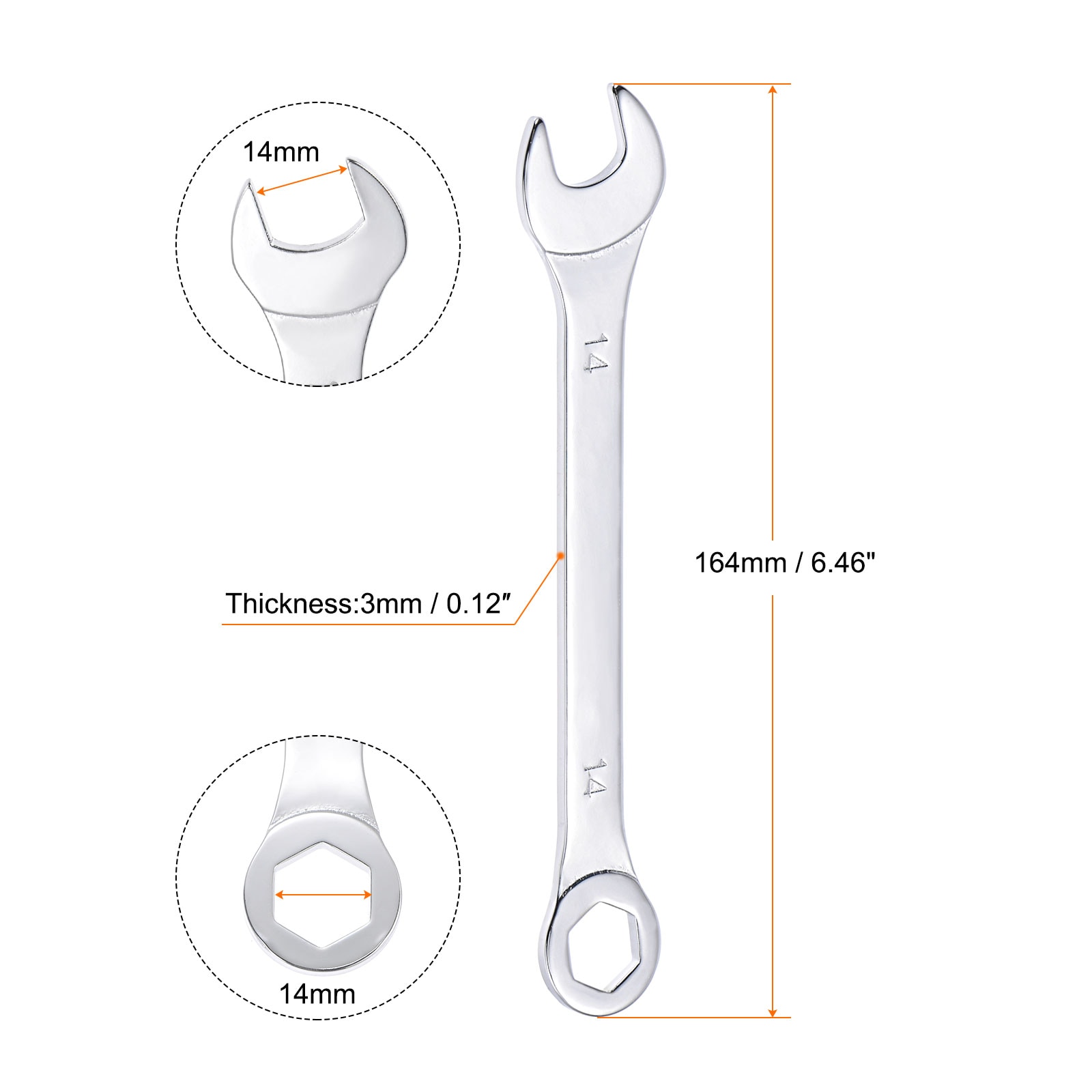 Unique Bargains Thin Combination Wrench with Offset 6-Point End and ...