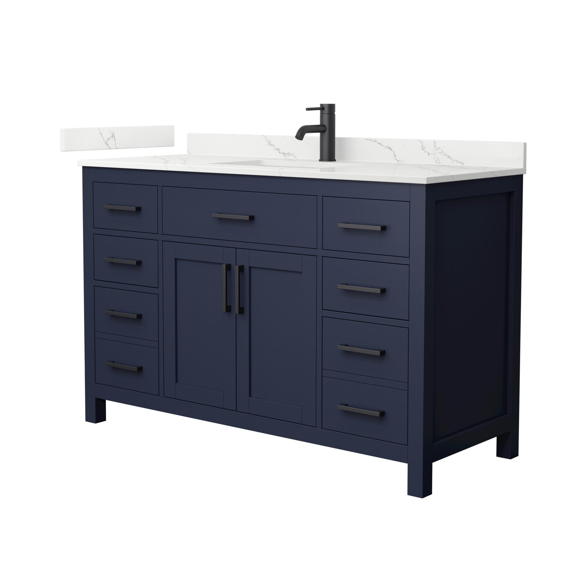 Wyndham Collection Beckett 54-in Dark Blue with Matte Black Trim ...