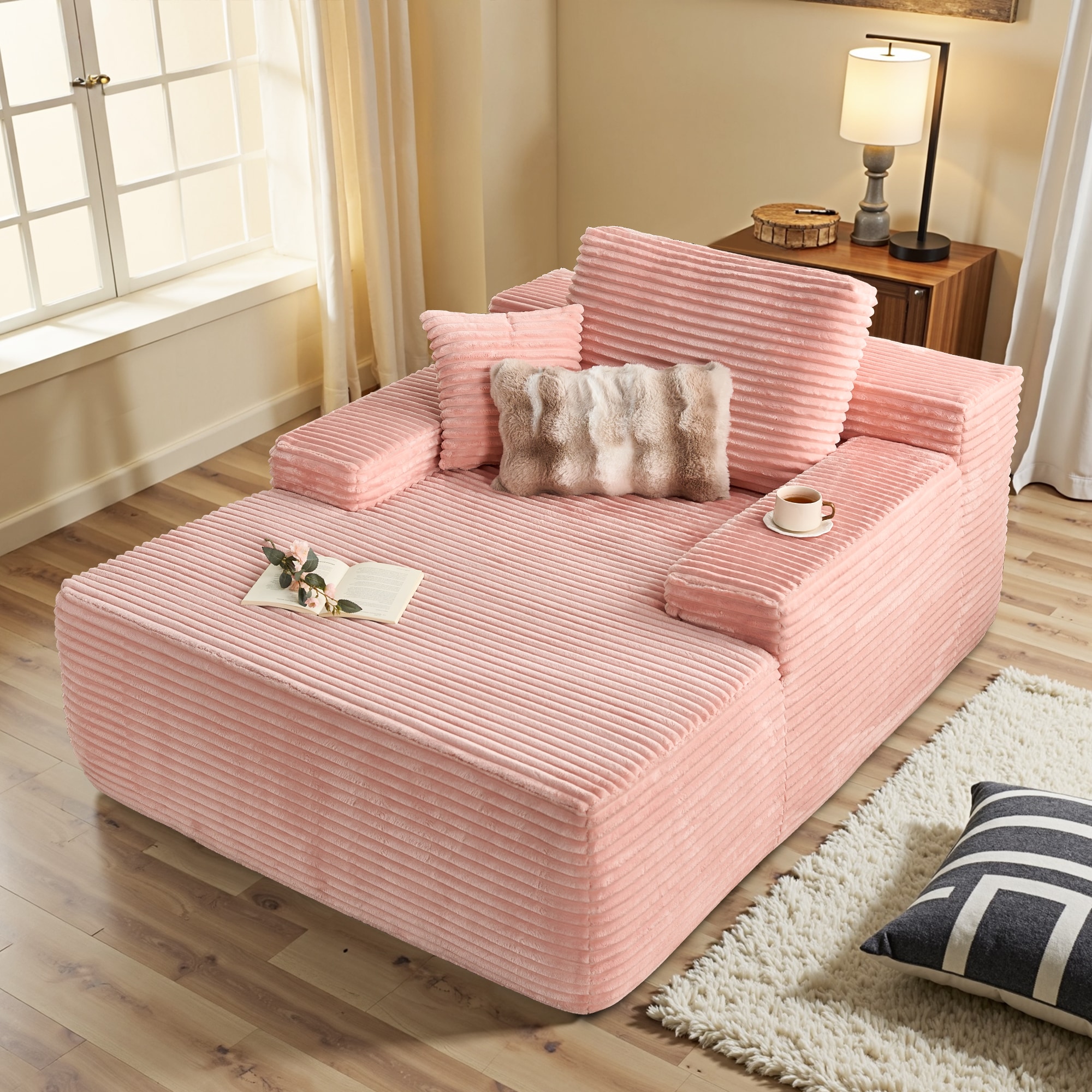 Ovios 48.42-in W Modern Pink 1-seater Sofa in the Couches, Sofas ...