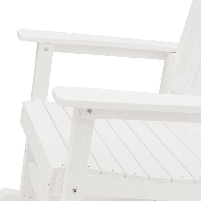 Lue Bona 2 White Hdpe Frame Rocking Chair With Solid Seat In The Patio