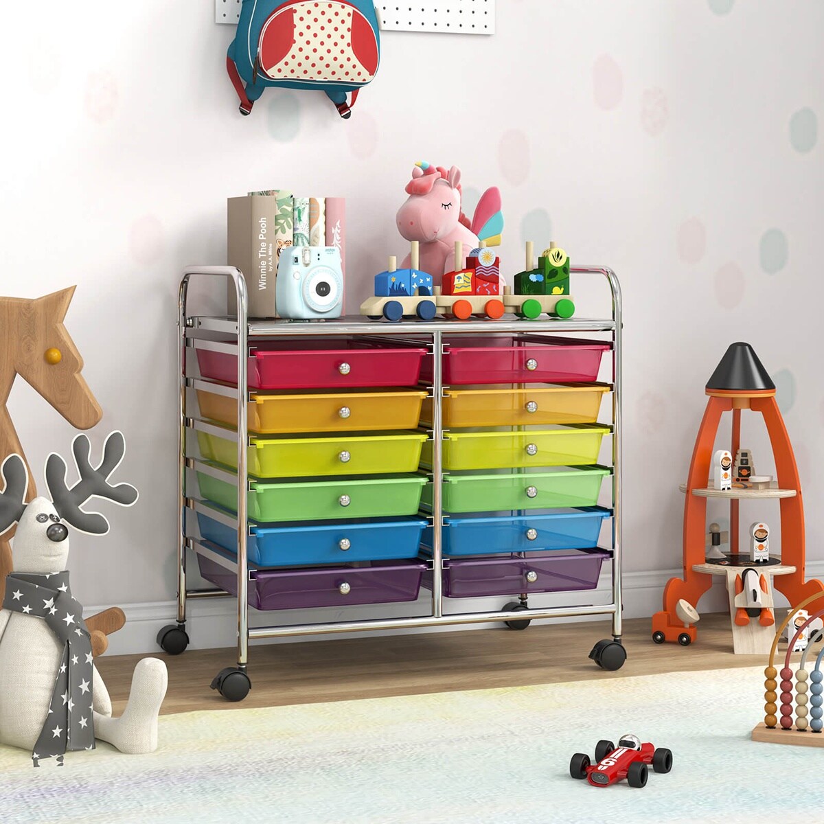 Costway 12 Drawers Rolling Cart Storage Scrapbook Paper Studio ...