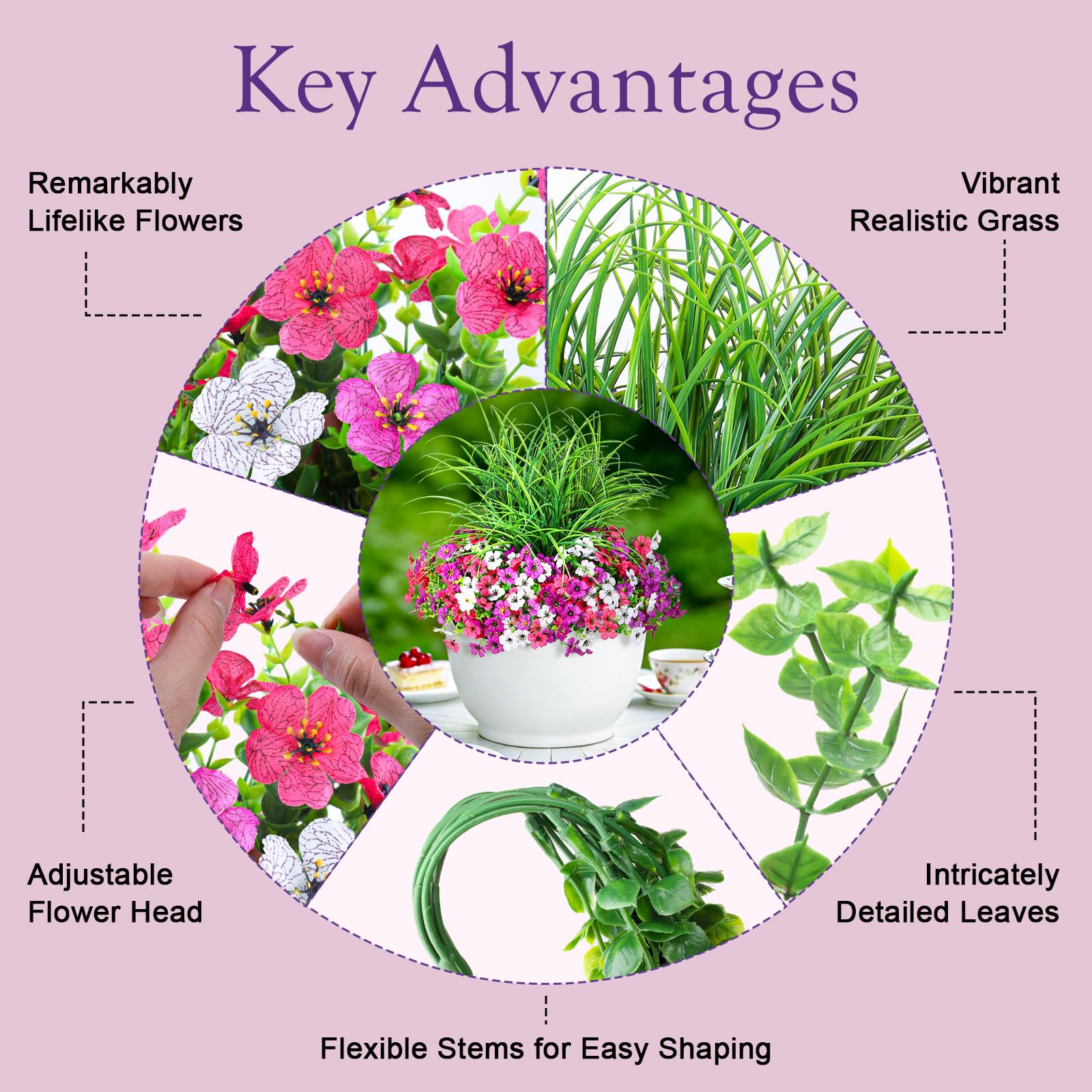 Anqtovp 14 Pack Artificial Daisy Flowers with Greenery UV Resistant ...