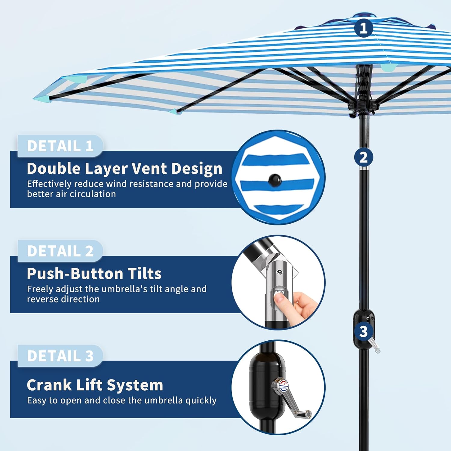 Garvee 10FT Patio Umbrella Outdoor Table Umbrella with Push Button Tilt ...