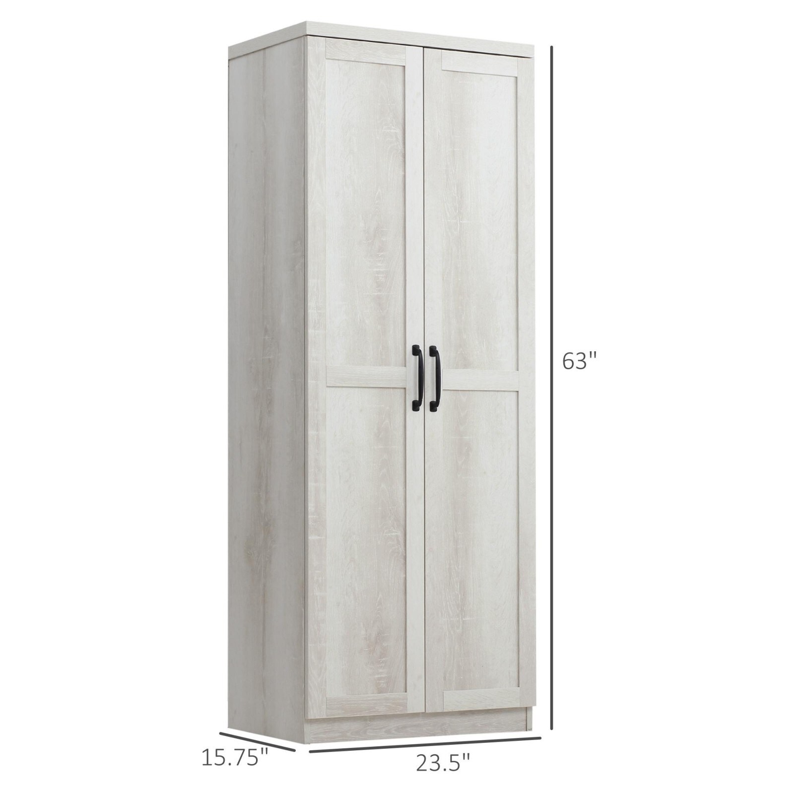 GlasFlength 63-Inch White Kitchen Pantry Cabinet Freestanding with 5 ...