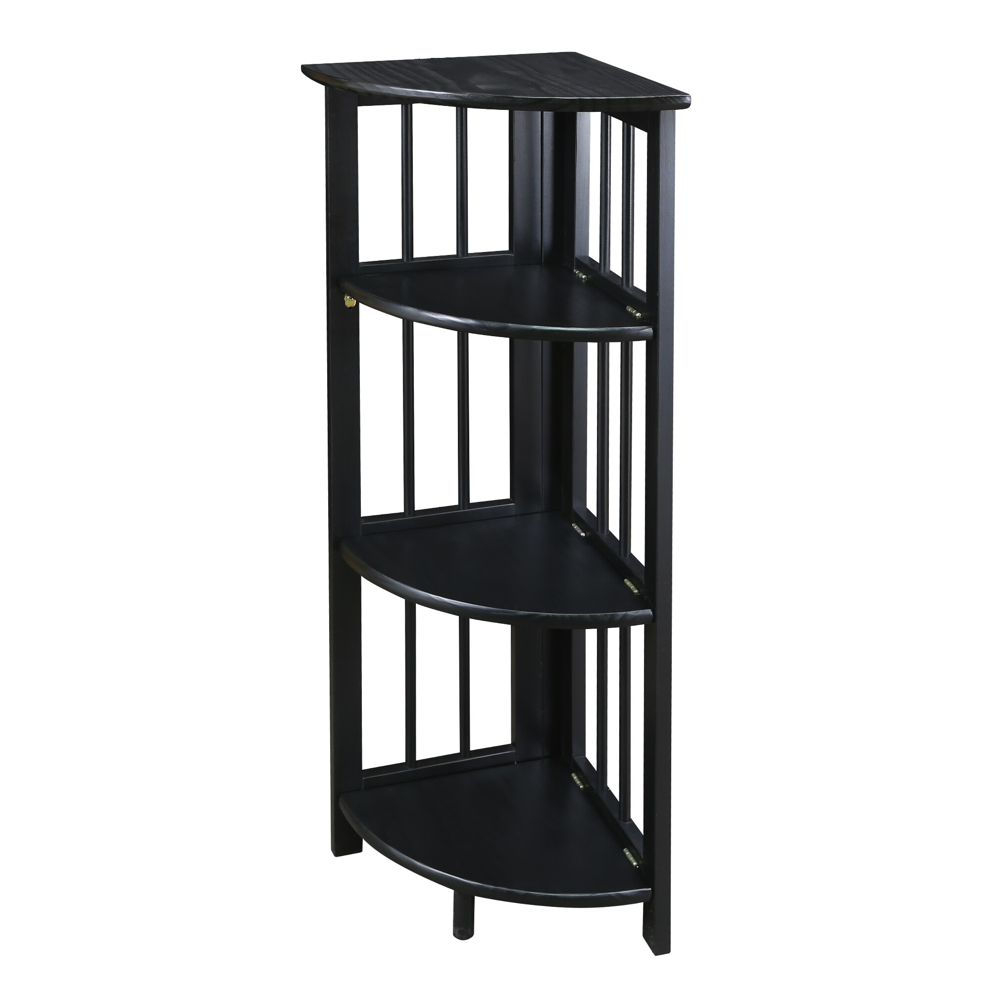 Casual Home Corner Black Wood 3-Shelf Corner Bookcase (12.5-in W x 38. ...