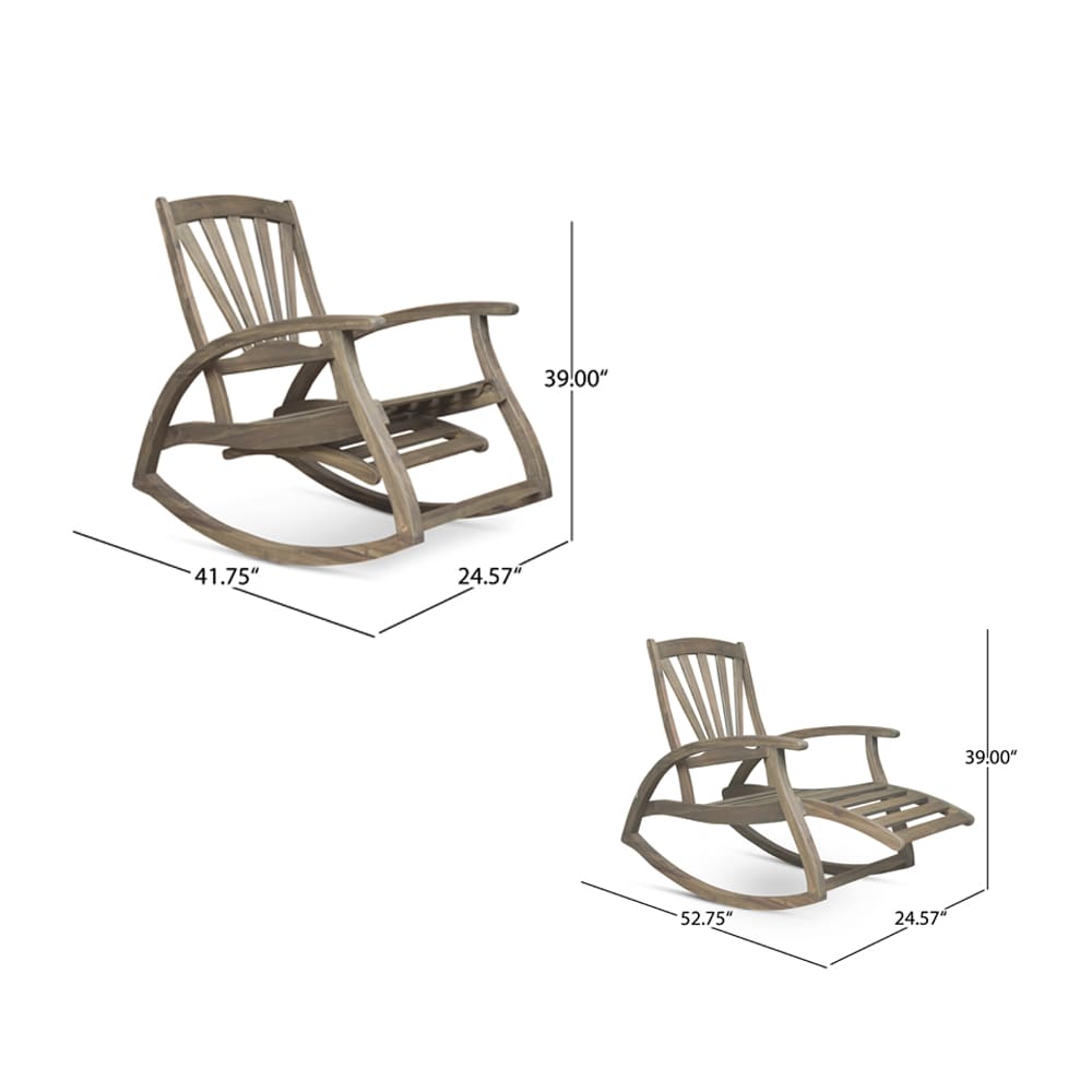 Anysun Acacia Wood Rocking Chair with Pull Out Retractable Footrest ...