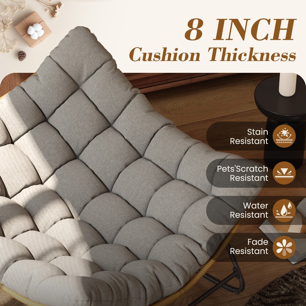 UDPATIO 2 Piece Outdoor Egg Shaped Rocking Chair Set Oversized Rattan ...