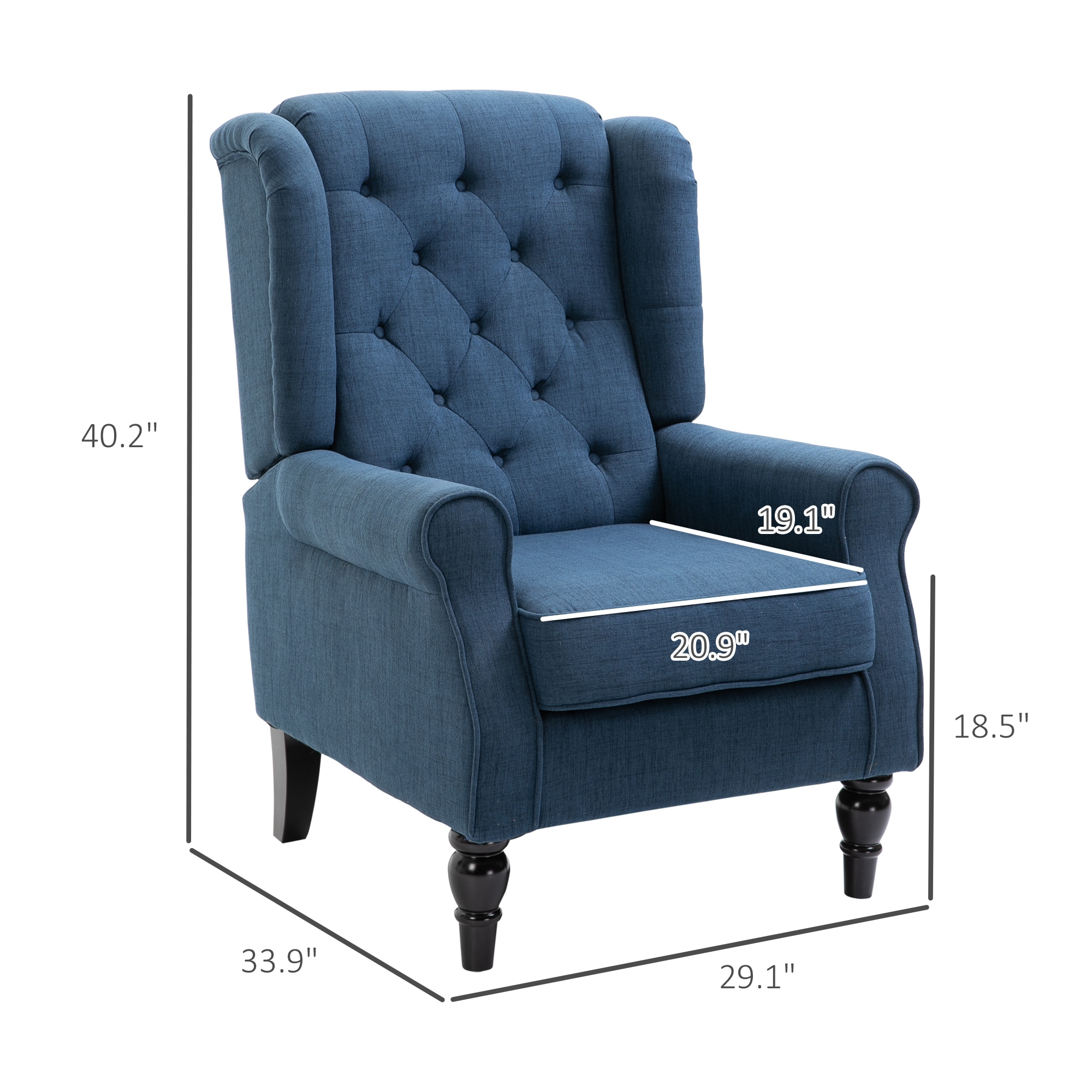 HomCom Mid-Century Modern Accent Chair High Wingback Reading Chair ...