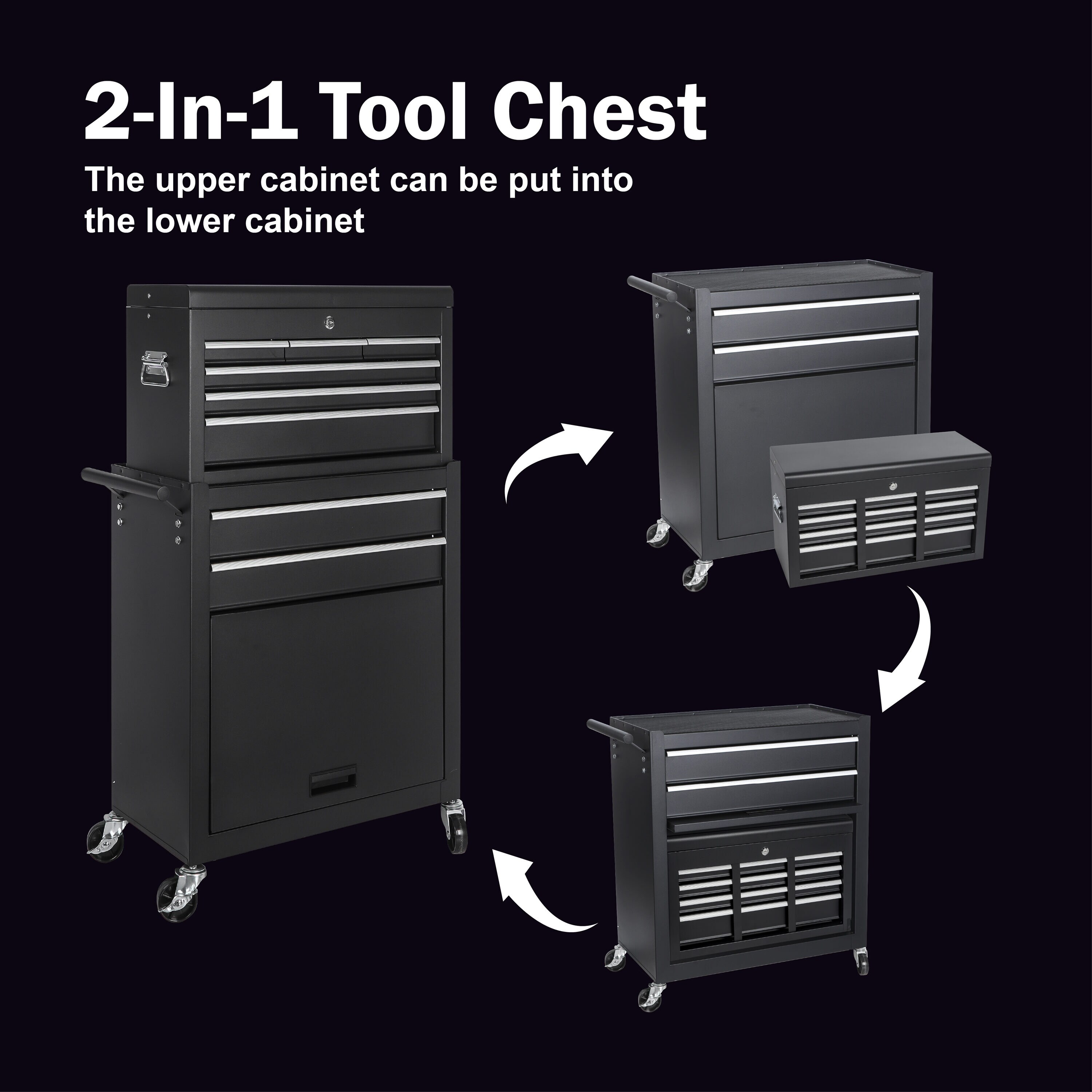 EFCUT 8 Drawer Rolling Tool Chest with Detachable Tool Box Heavy Duty ...