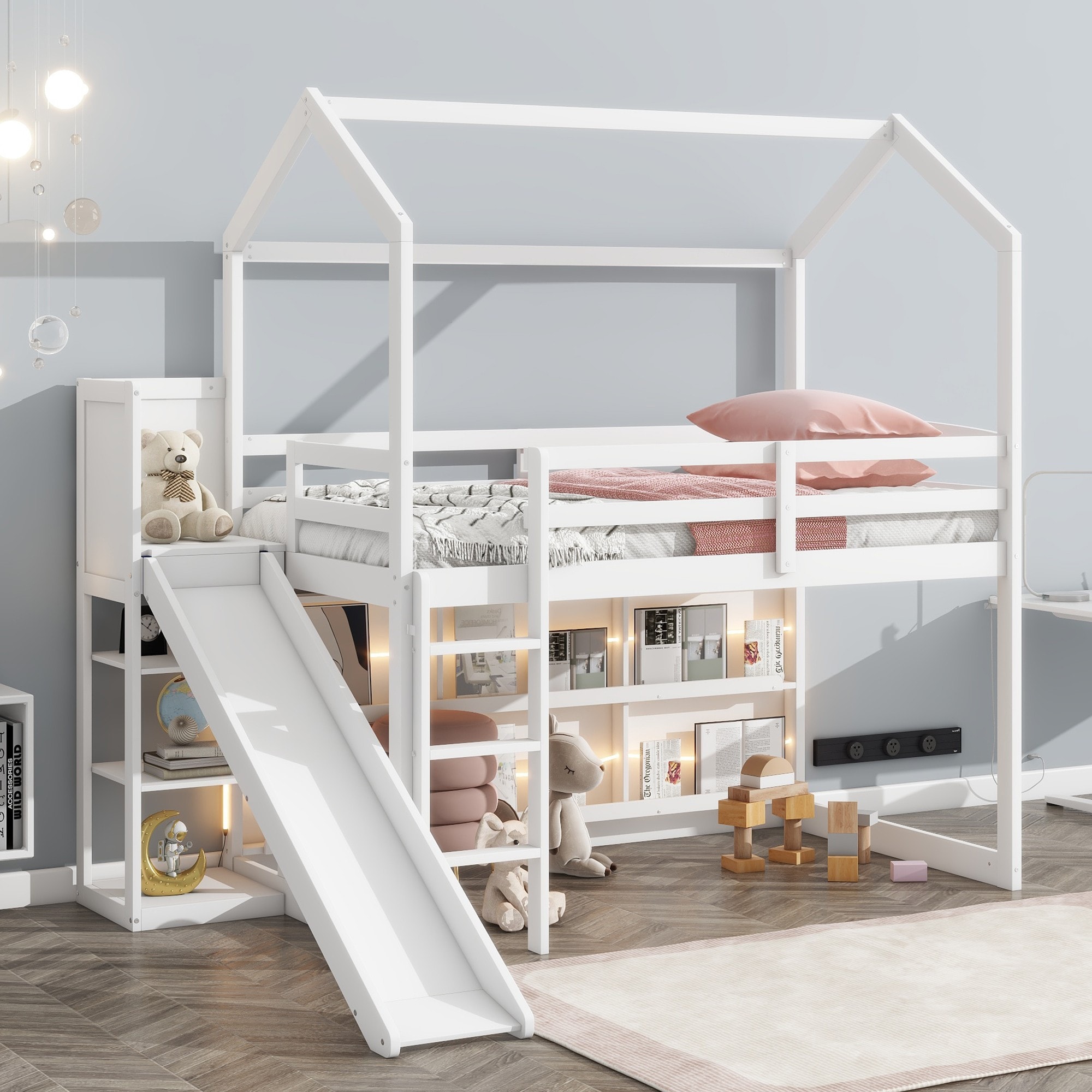 Yiekholo White Twin Loft Bunk Bed LL-1473AAK at Lowes.com