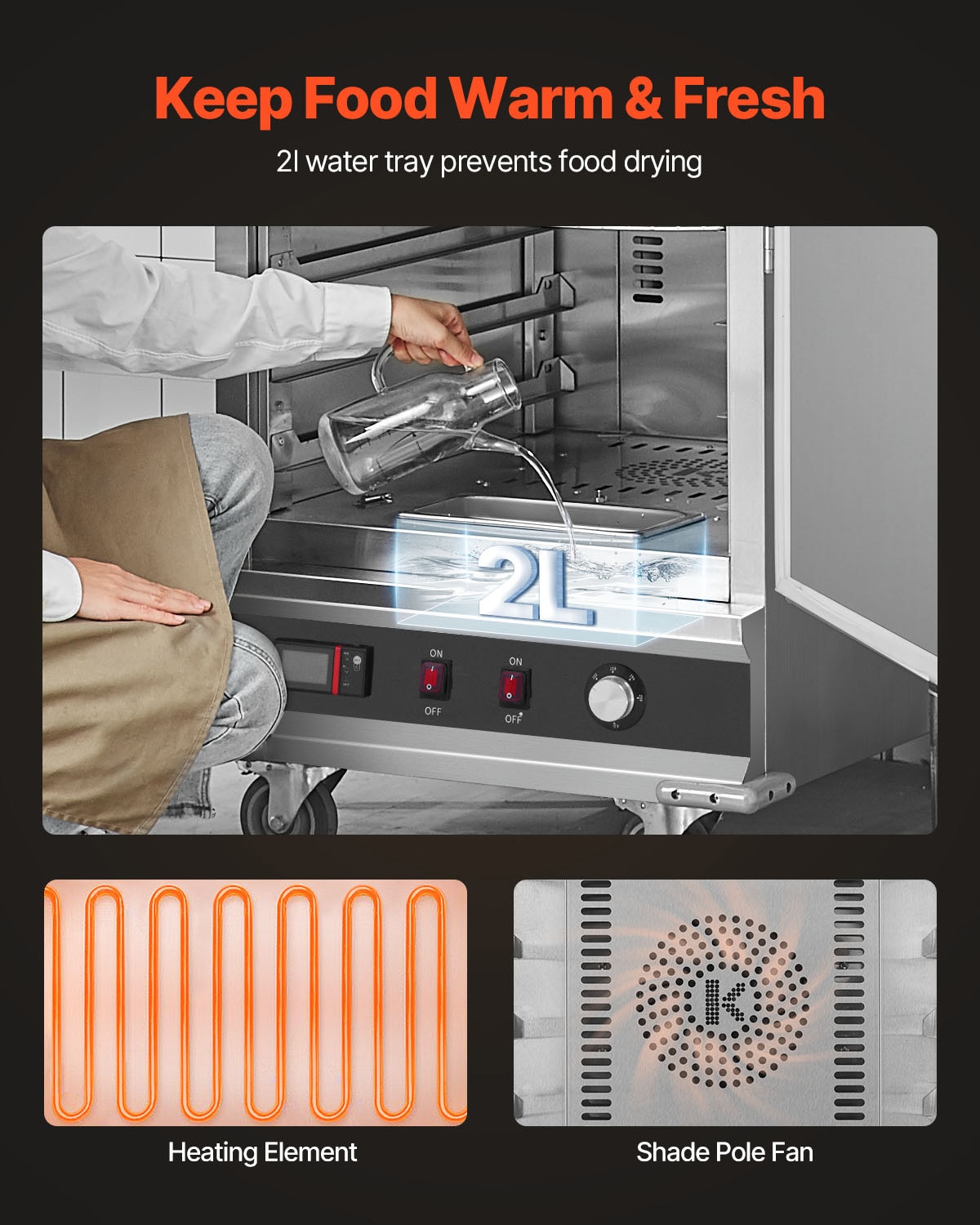 VEVOR Hot Box Food Warmer 16 Tier Large Concession Warmer with Water ...