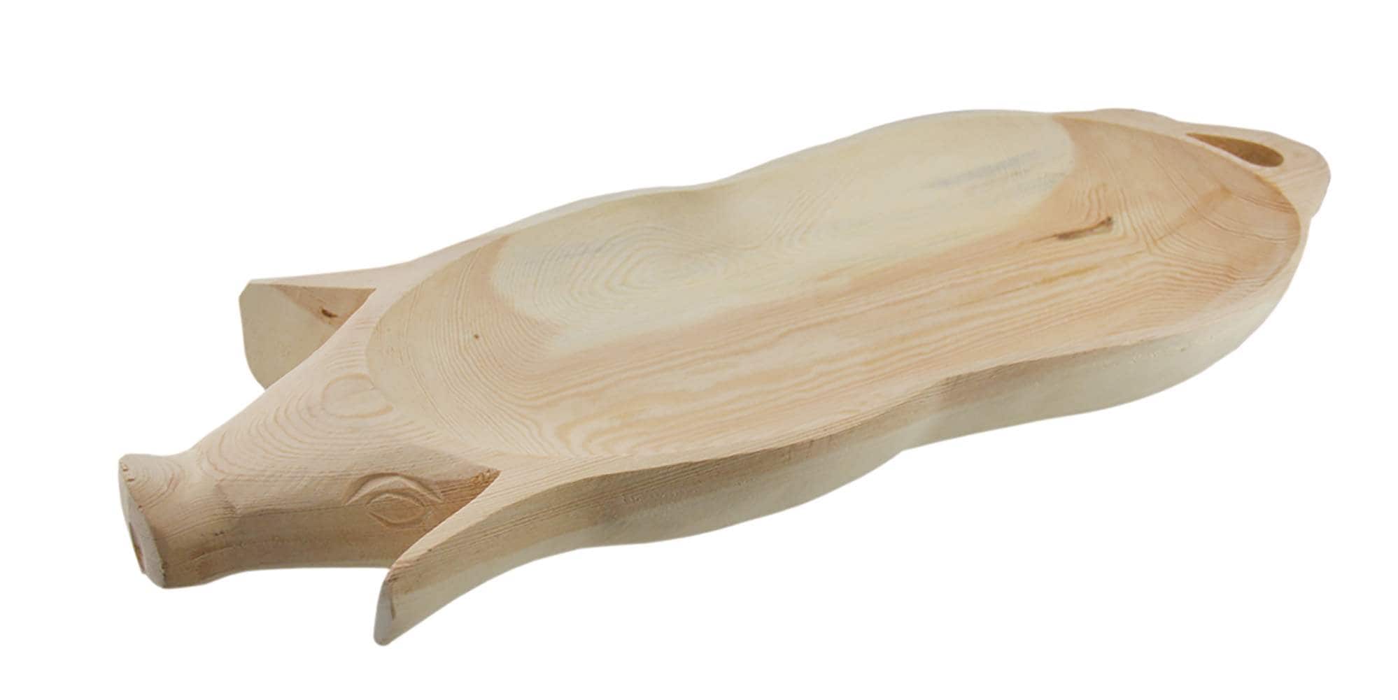 Zeckos Hand Carved Wooden Pig Platter Decorative Serving Tray 24 inch ...