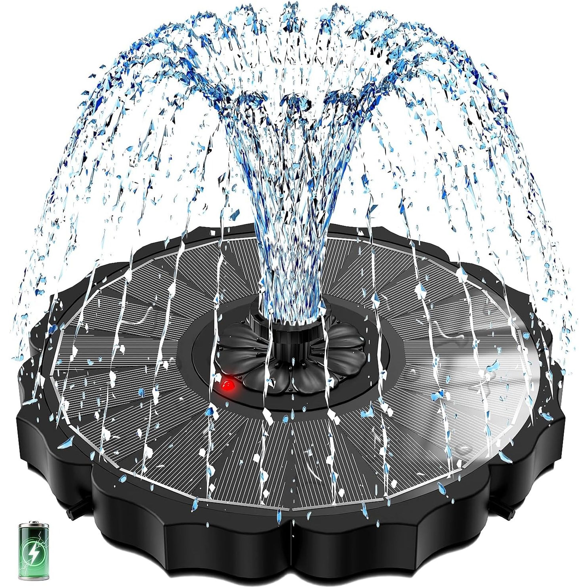 Angel Sar 3.5W Glass Solar Bird Bath Fountain with 2000mAh Battery ...