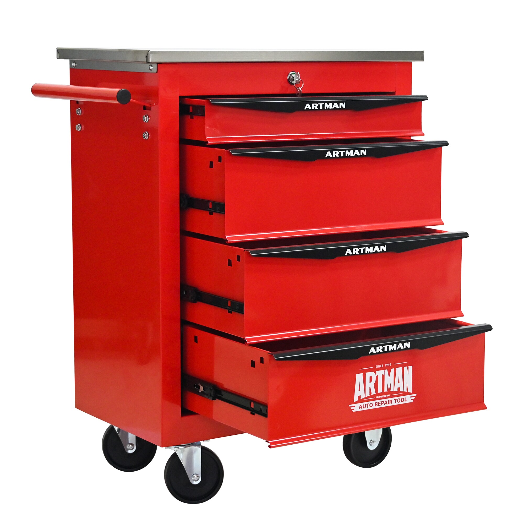 22.2-in L x 30.7-in H 4-Drawers Rolling Red And Black Work Bench ...