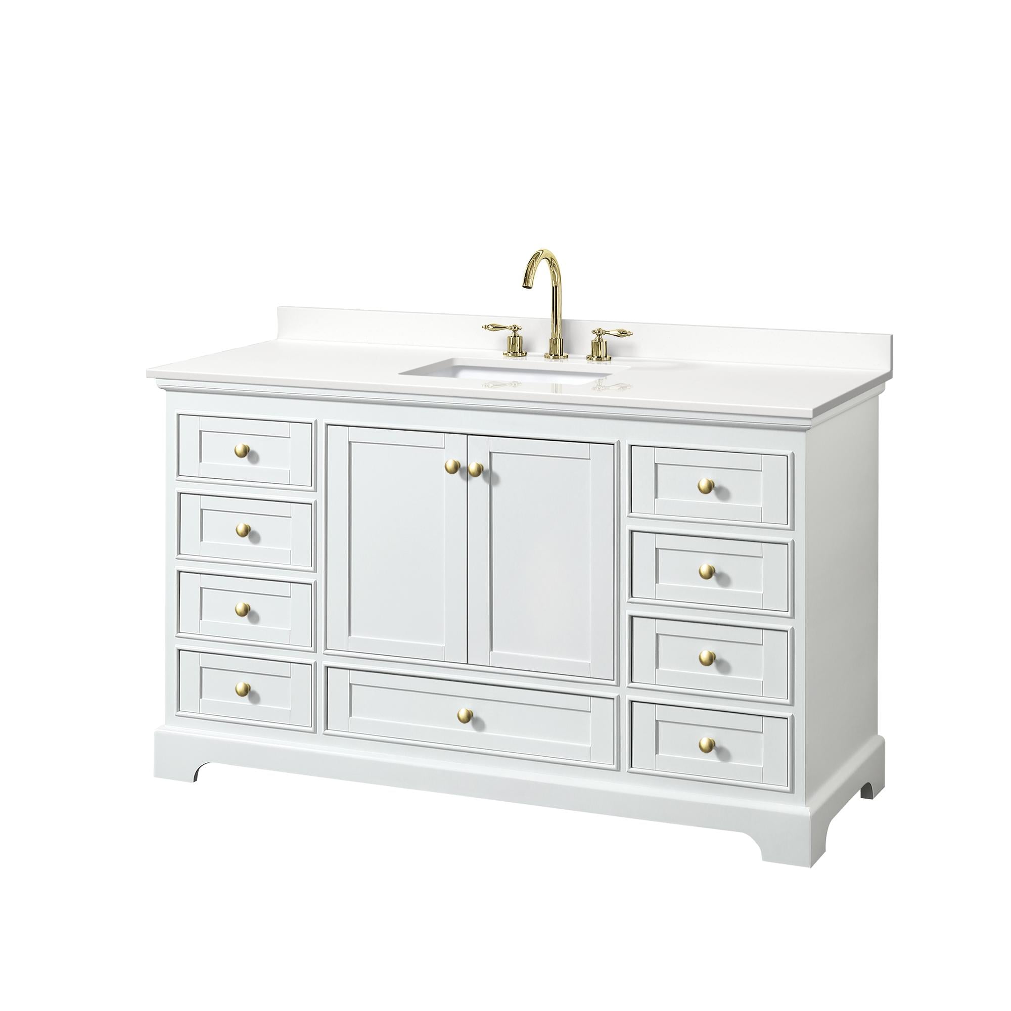 Wyndham Collection Deborah 60-in White Undermount Single Sink Bathroom ...