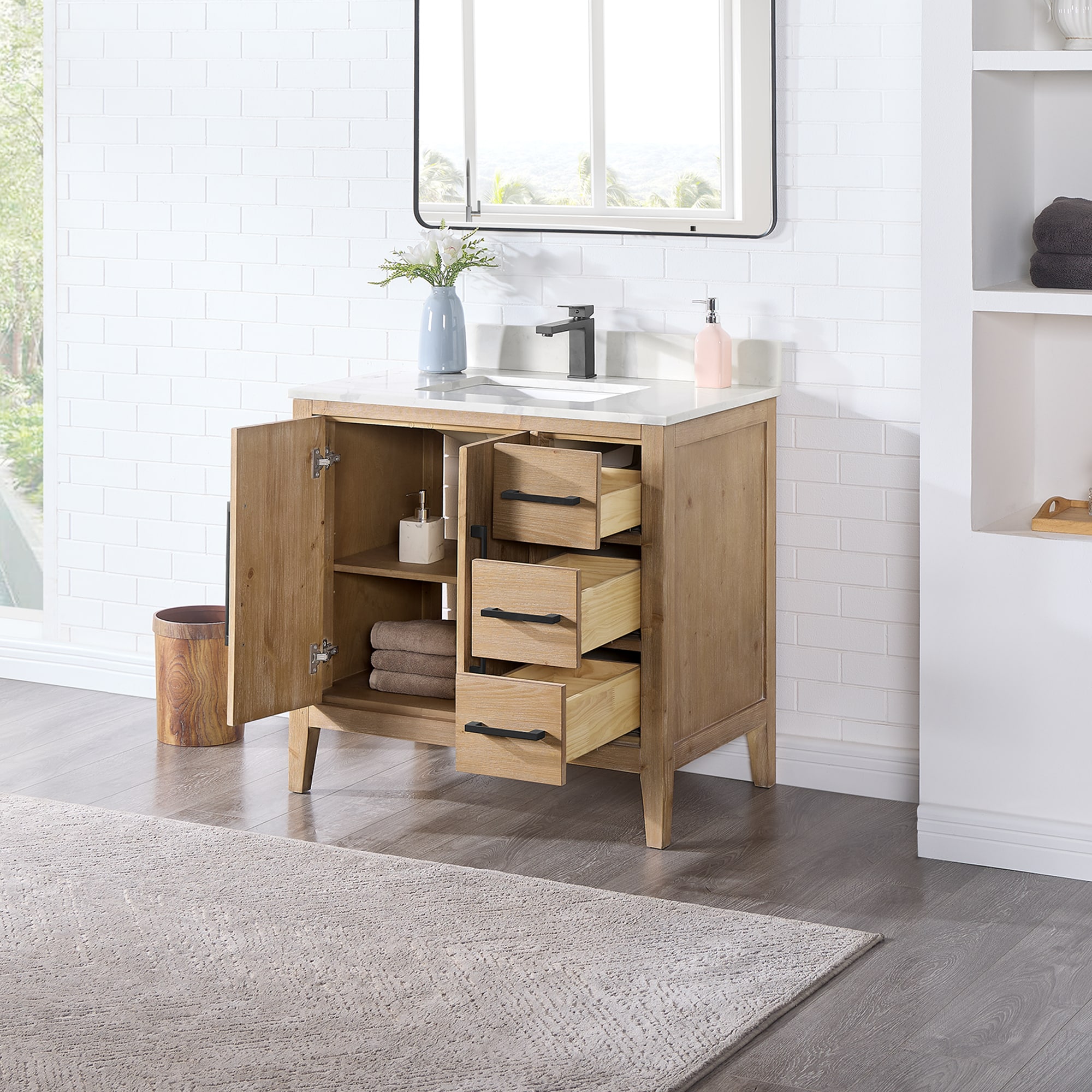 Altair Laurel 36-in Weathered Fir Undermount Single Sink Bathroom ...