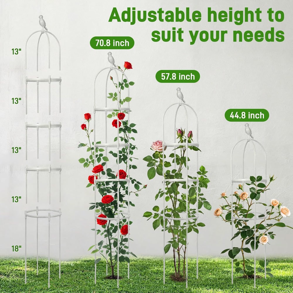 EFCUT 6 ft Garden Obelisk Trellis Metal Plant Support for Climbing ...