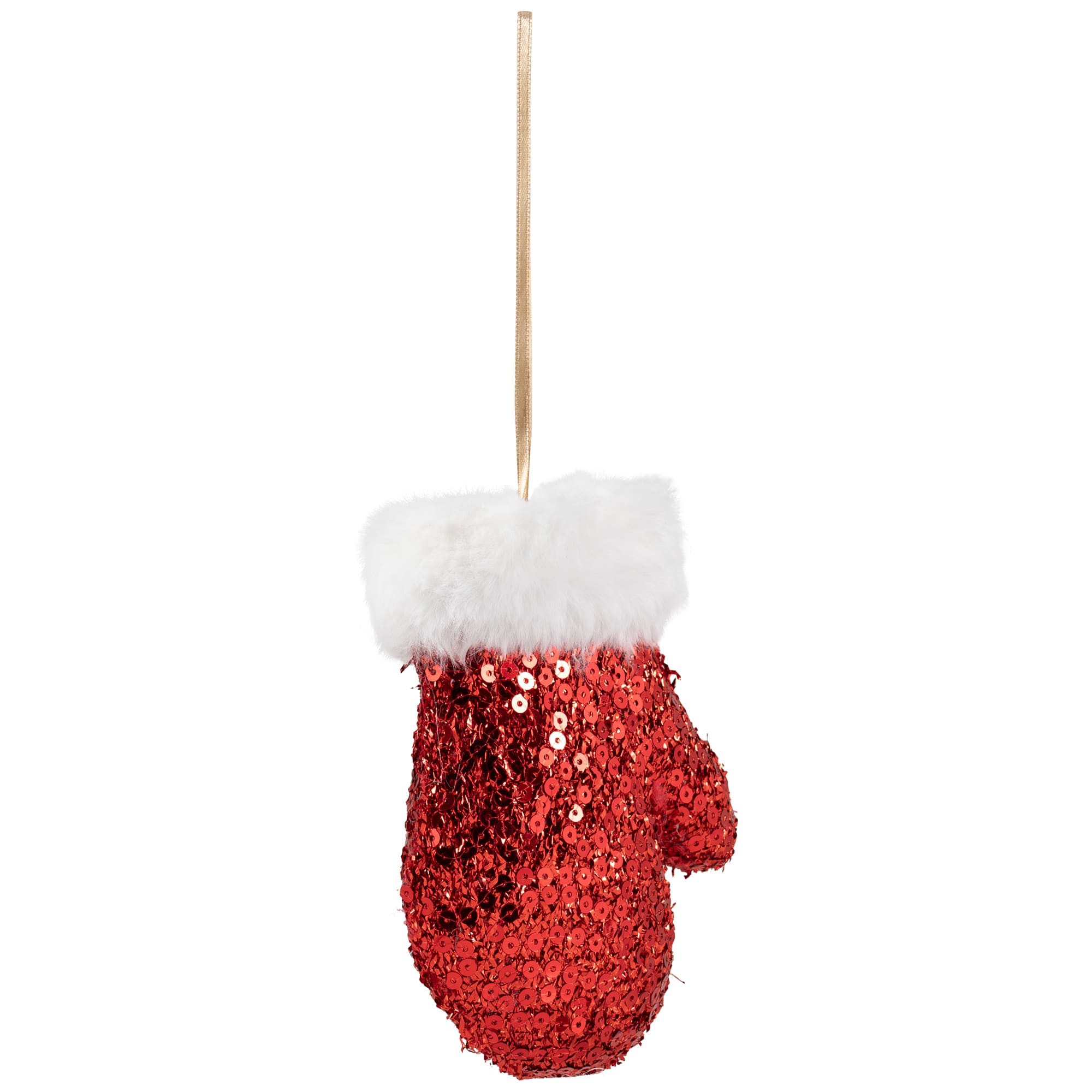 Northlight Sequined Winter Mitten with Plush Trim Christmas Ornament ...