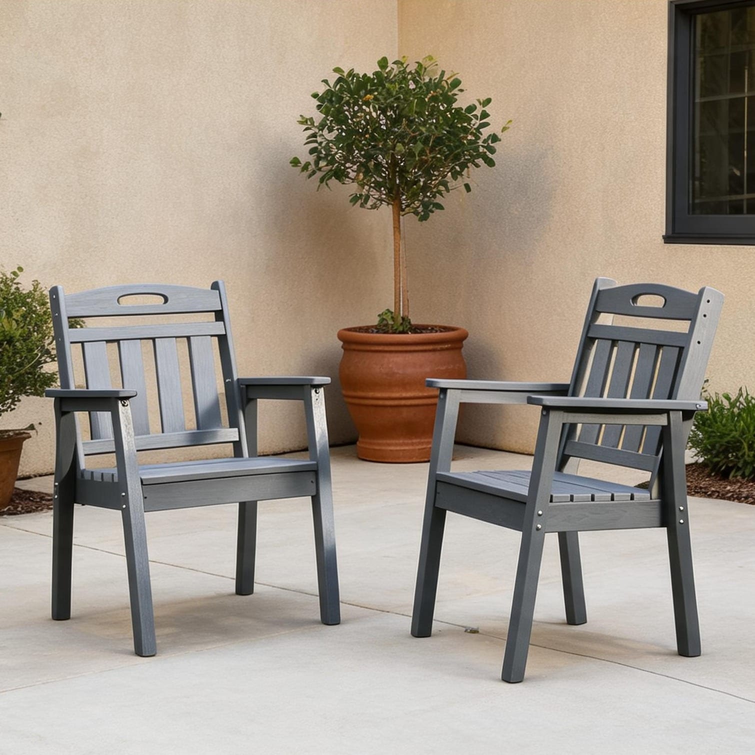 Naturefalls Outdoor Dining Chair with Vertical Backrest for Patio and ...