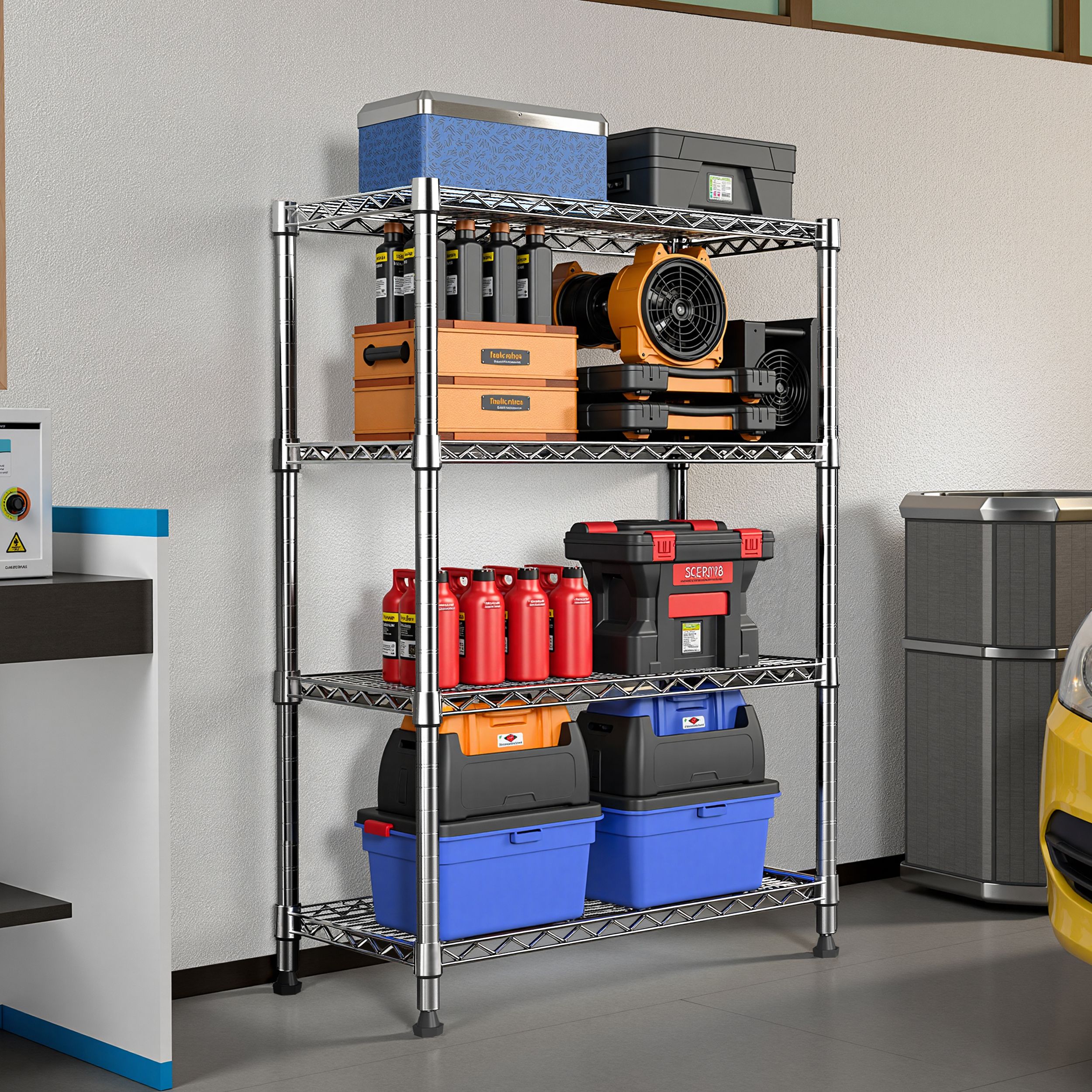 Tatayosi 1000 lbs Storage Shelving 4-Tier Utility Shelving Unit Steel ...