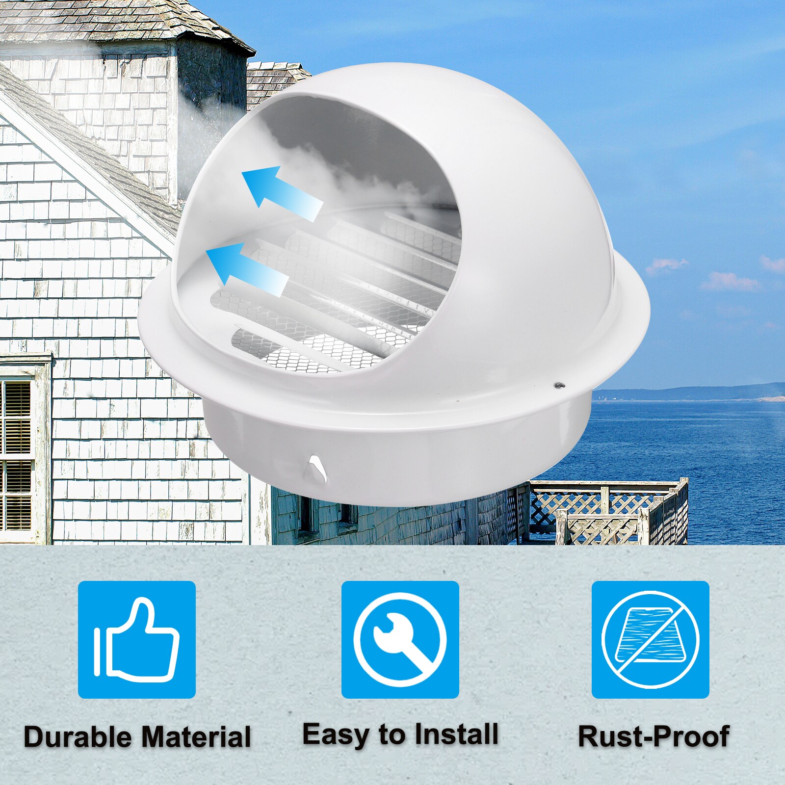 PATIKIL 6 Inch Vent Round Cover 2pcs Stainless Steel Exterior Wall Air ...