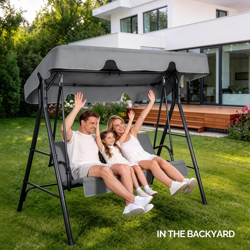 SUNOYAR KD Style with Cushion Canopy Iron Oxford Fabric Iron Swing Set ...