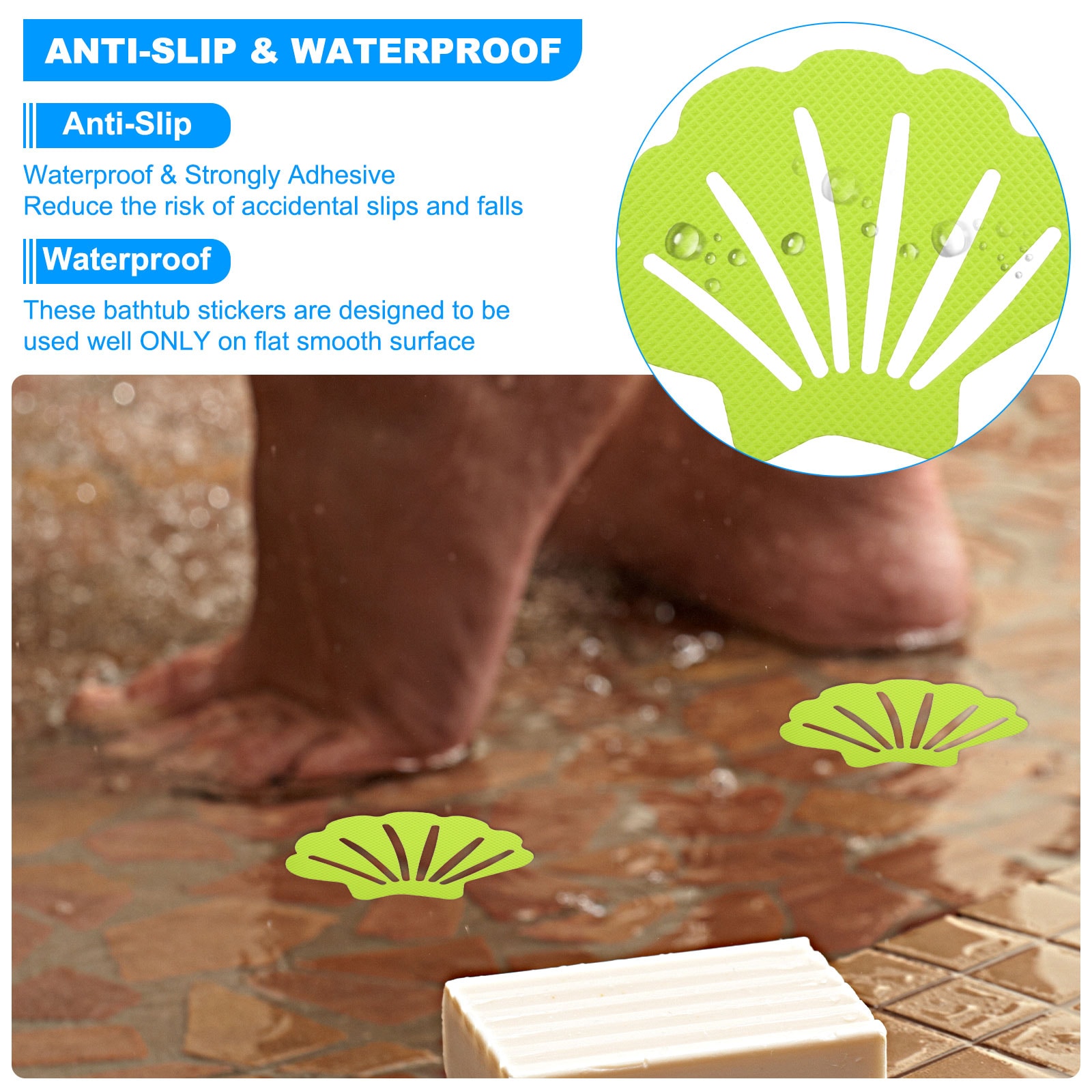PATIKIL Bathtub Non Slip Stickers 3.54x2.76 Inch 20pcs Shell Safety ...
